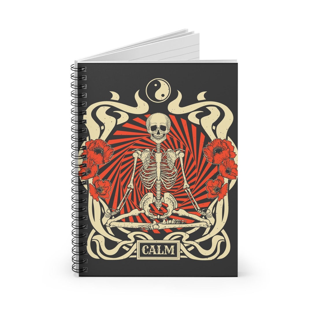 Calm Skeleton Notebook, Halloween Spiral Notebook, Holiday Journal ...