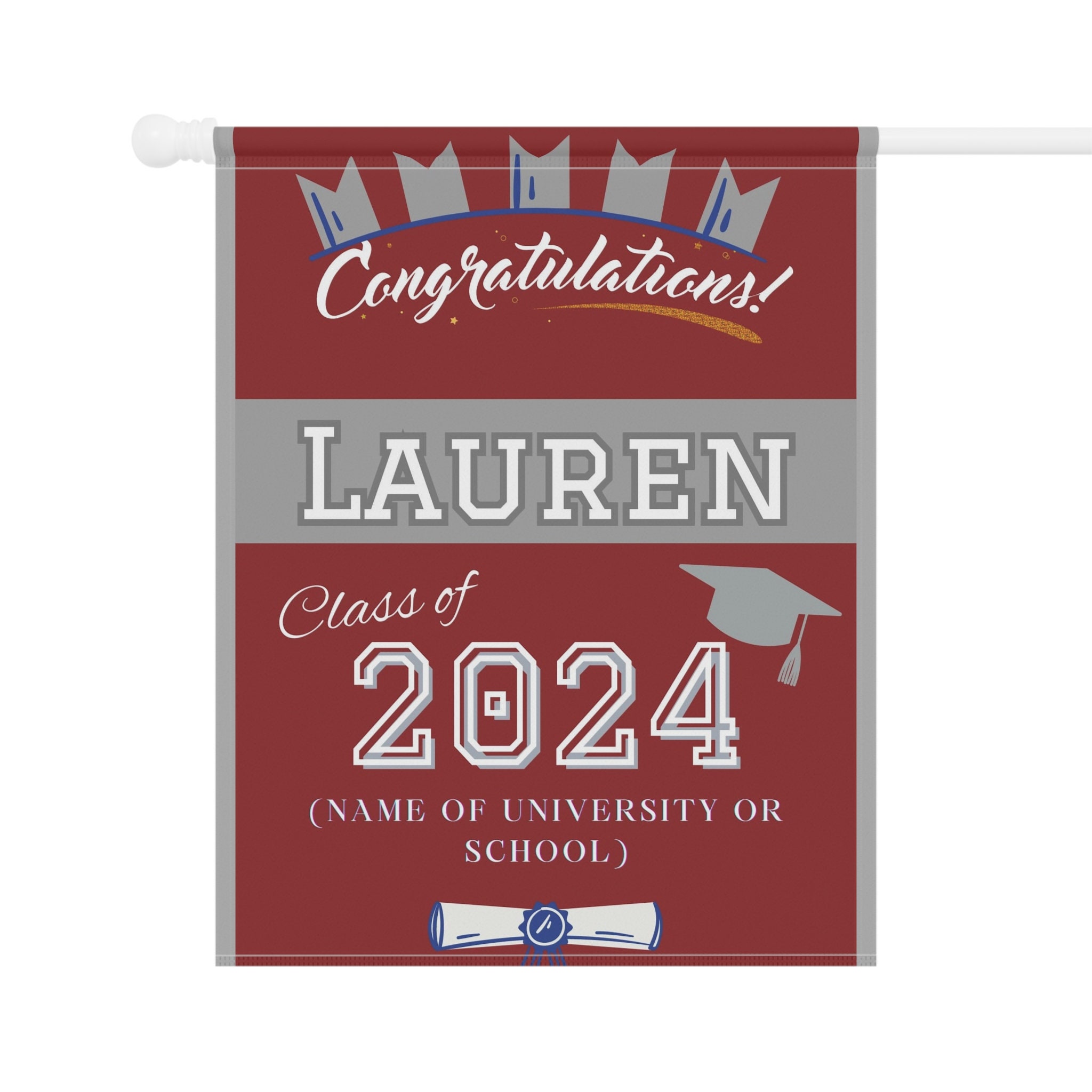 Custom Graduation Yard Sign, Custom College Flag, Personalized ...