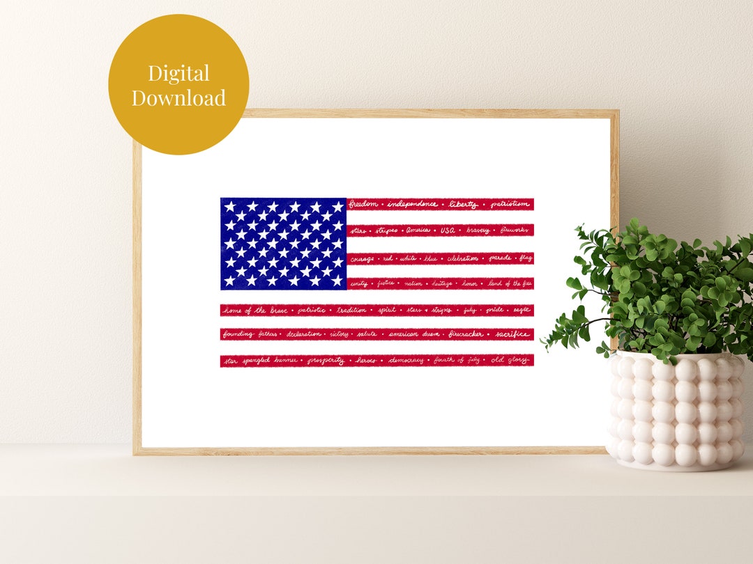 American Flag Art, Fourth of July Art, Memorial Day Art, Independence ...
