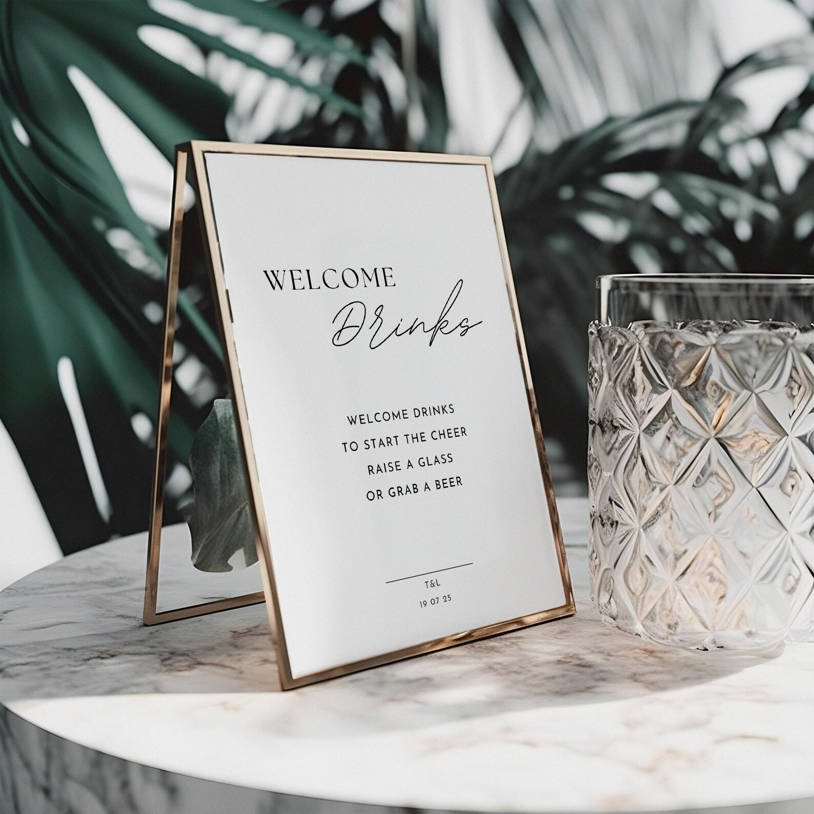 Wedding Welcome Drinks Sign, Personalised Reception Prints, Minimalist ...