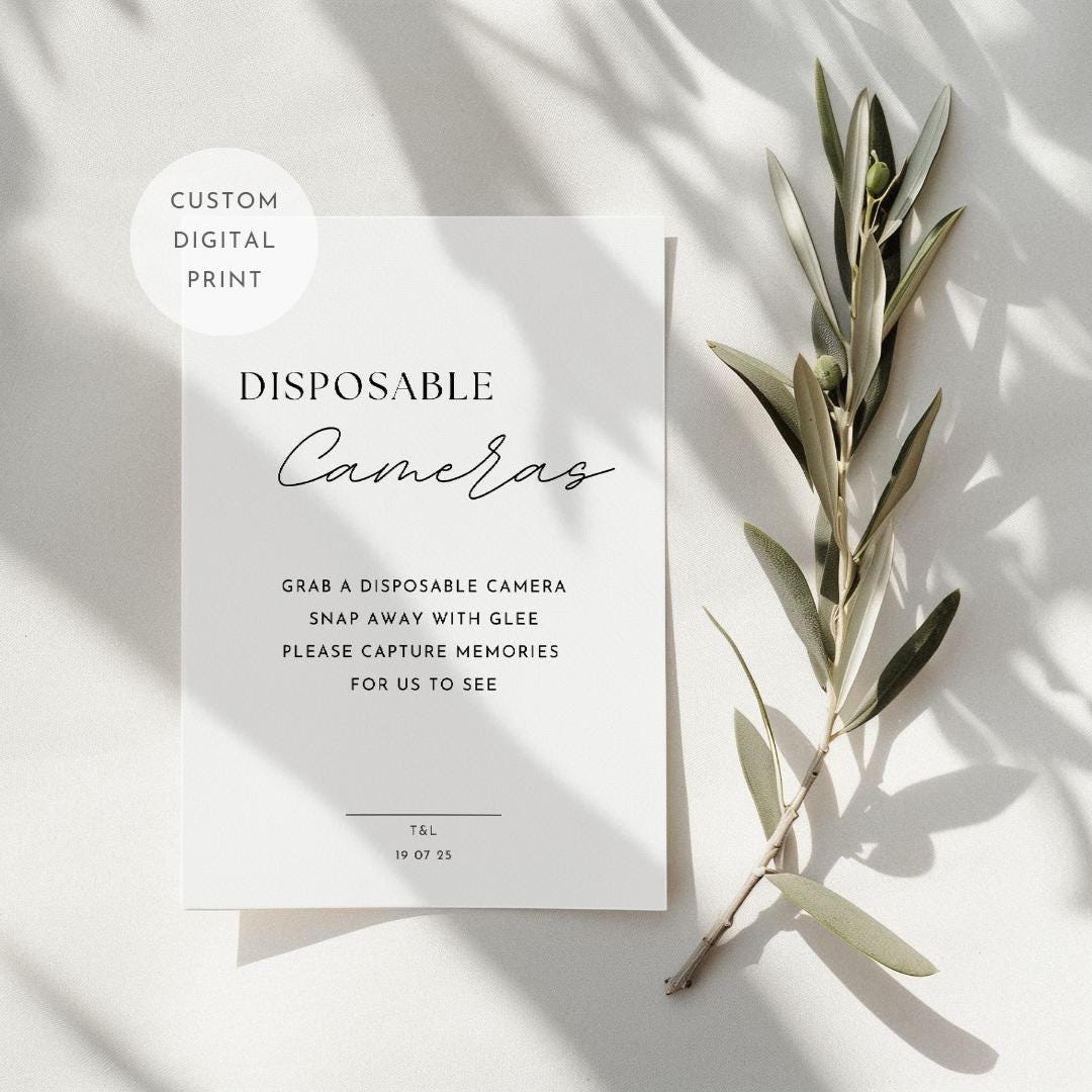 Wedding Disposable Camera Sign, Personalised Reception Print ...