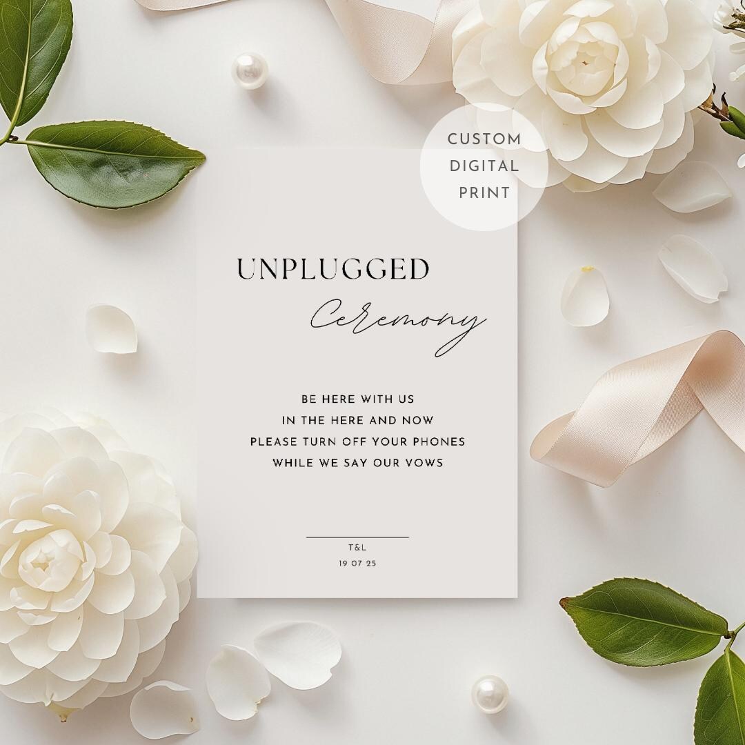 Wedding Unplugged Ceremony Sign, Personalised Reception Print ...