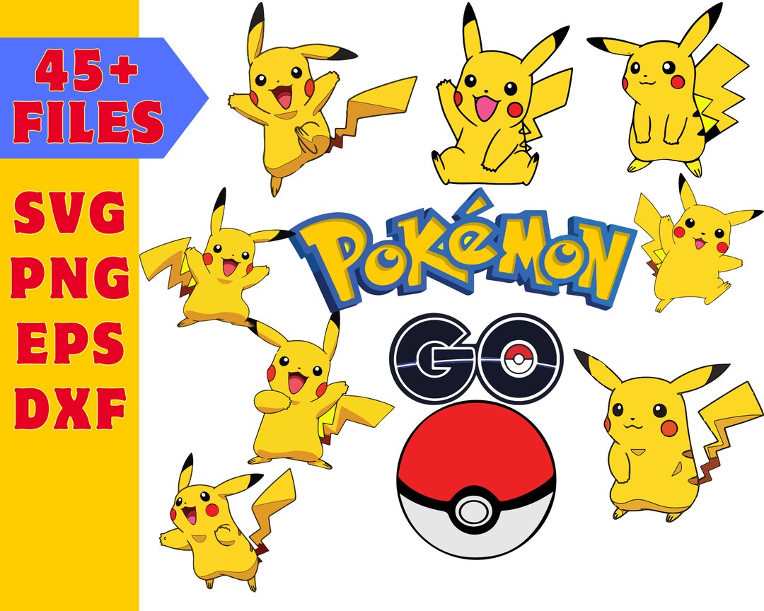 Pikachu SVG Pokemon, Pokemon SVG Bundle, SVG Pokeball, Dxf Pikachu ...