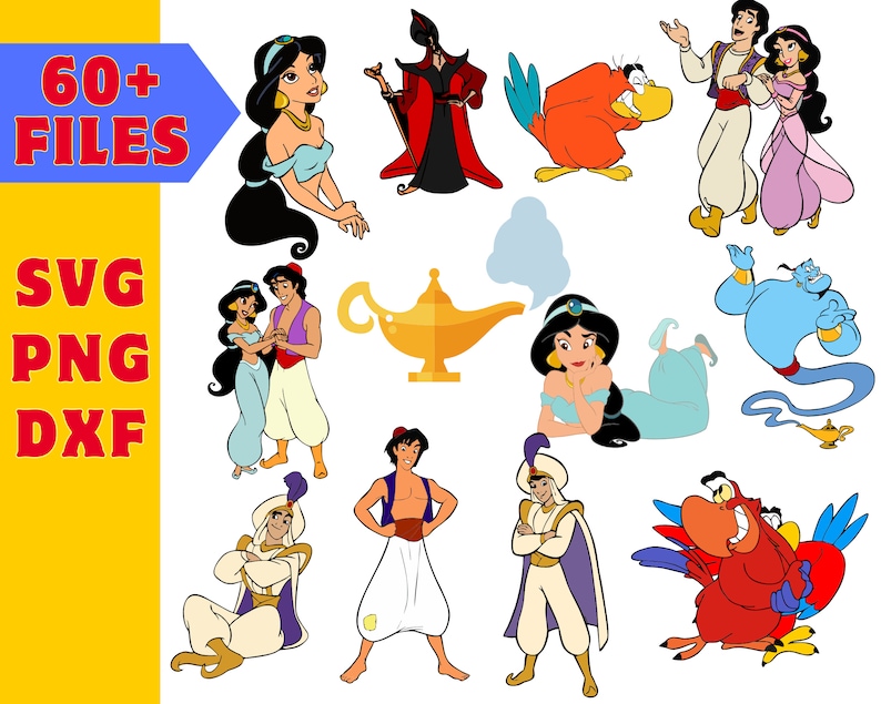 Aladdin Files, Svg Bundle , Aladdin Svg, Princess Jasmine , Genie Svg ...