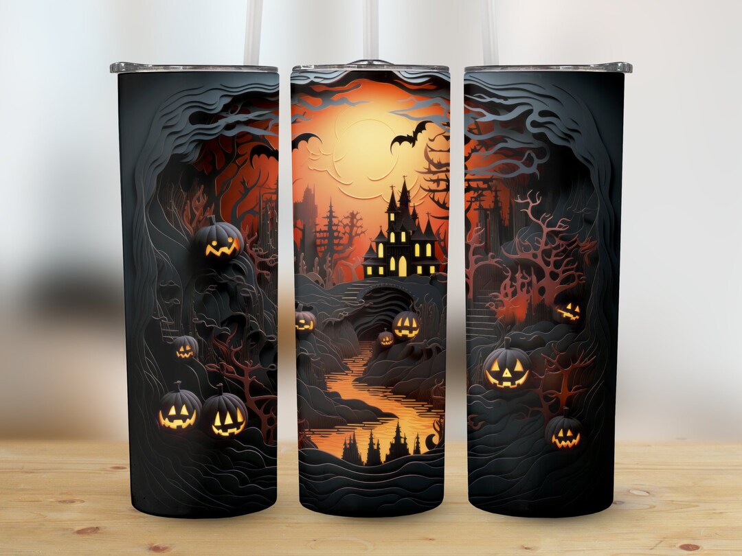 3D Haunted House Quilled Paper 20 Oz Skinny Tumbler - Etsy