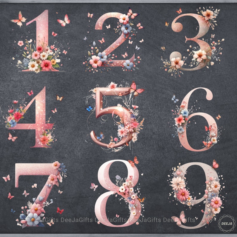 42 Elegant Floral Alphabet Clipart PNG - Pink Shimmer With Blooming ...