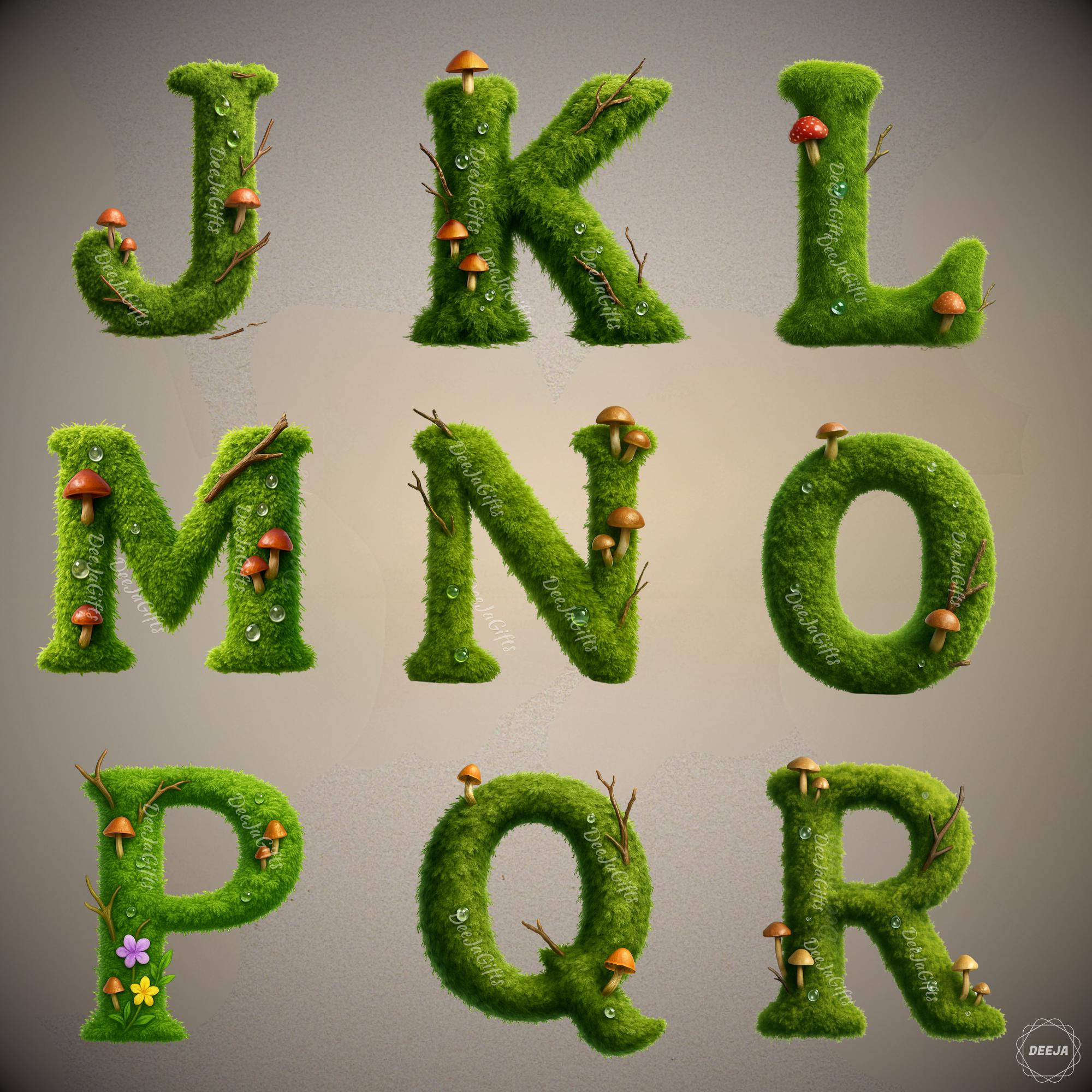 Forest Moss Alphabet PNG | 45 Fantasy Woodland Letters | Nature ...