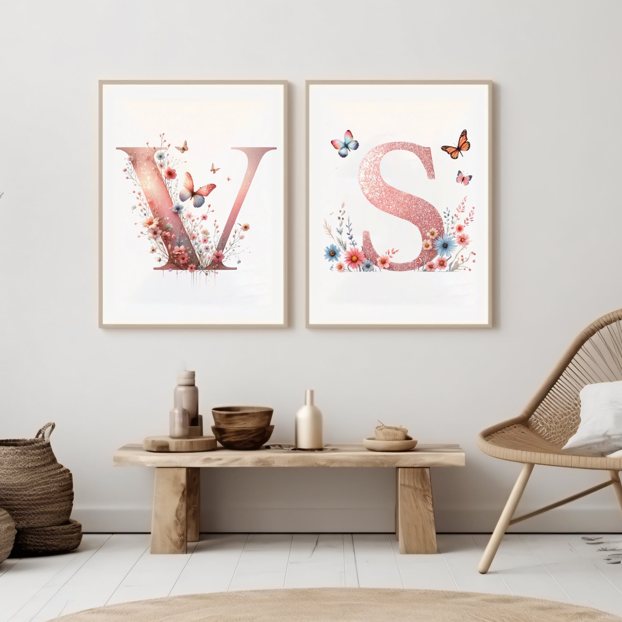 42 Elegant Floral Alphabet Clipart PNG - Pink Shimmer With Blooming ...