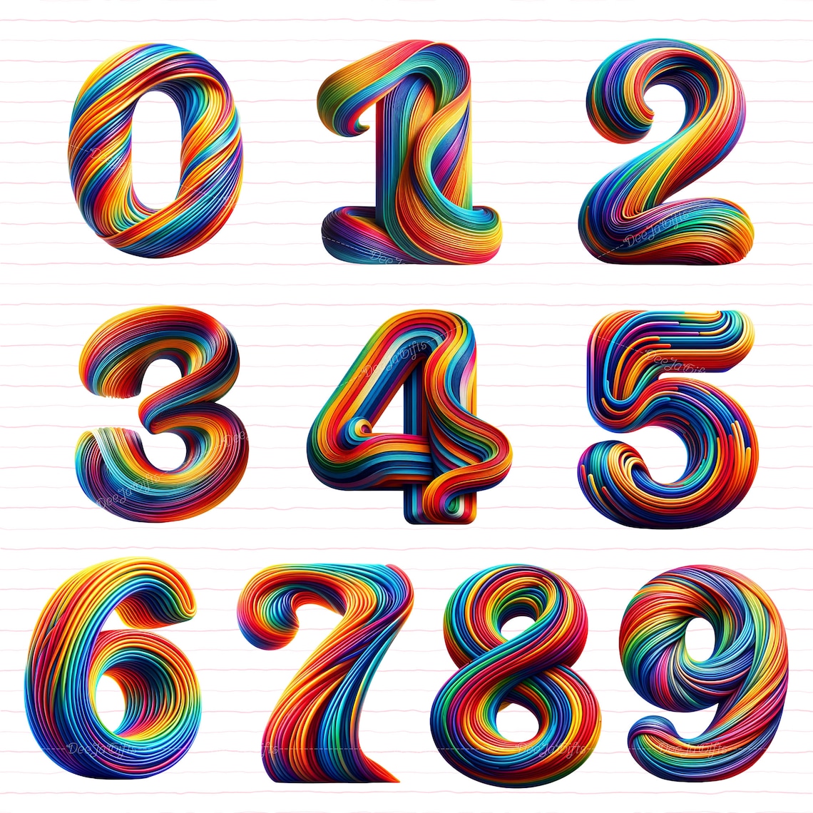 3D Rainbow Ribbon Alphabet PNG -colorful LGBT Digital Download ...