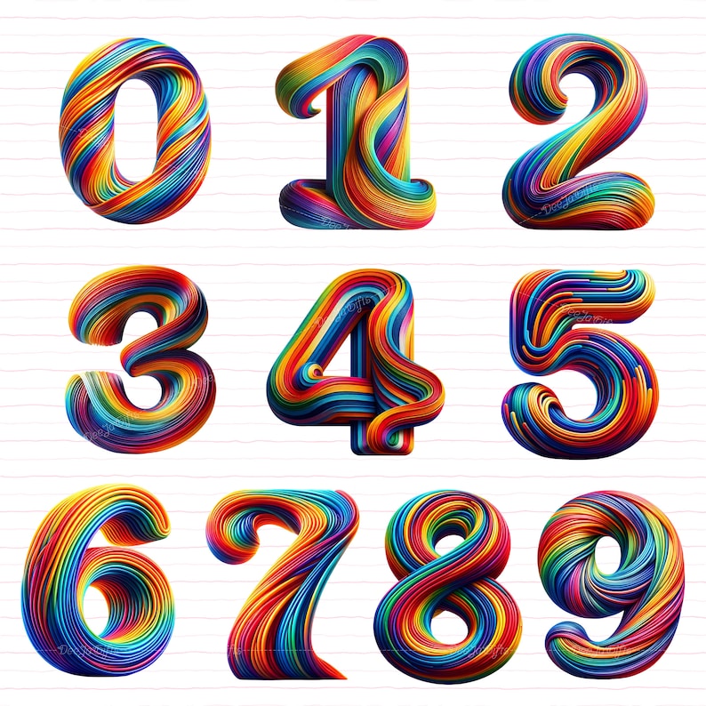 3D Rainbow Ribbon Alphabet PNG -colorful LGBT Digital Download ...