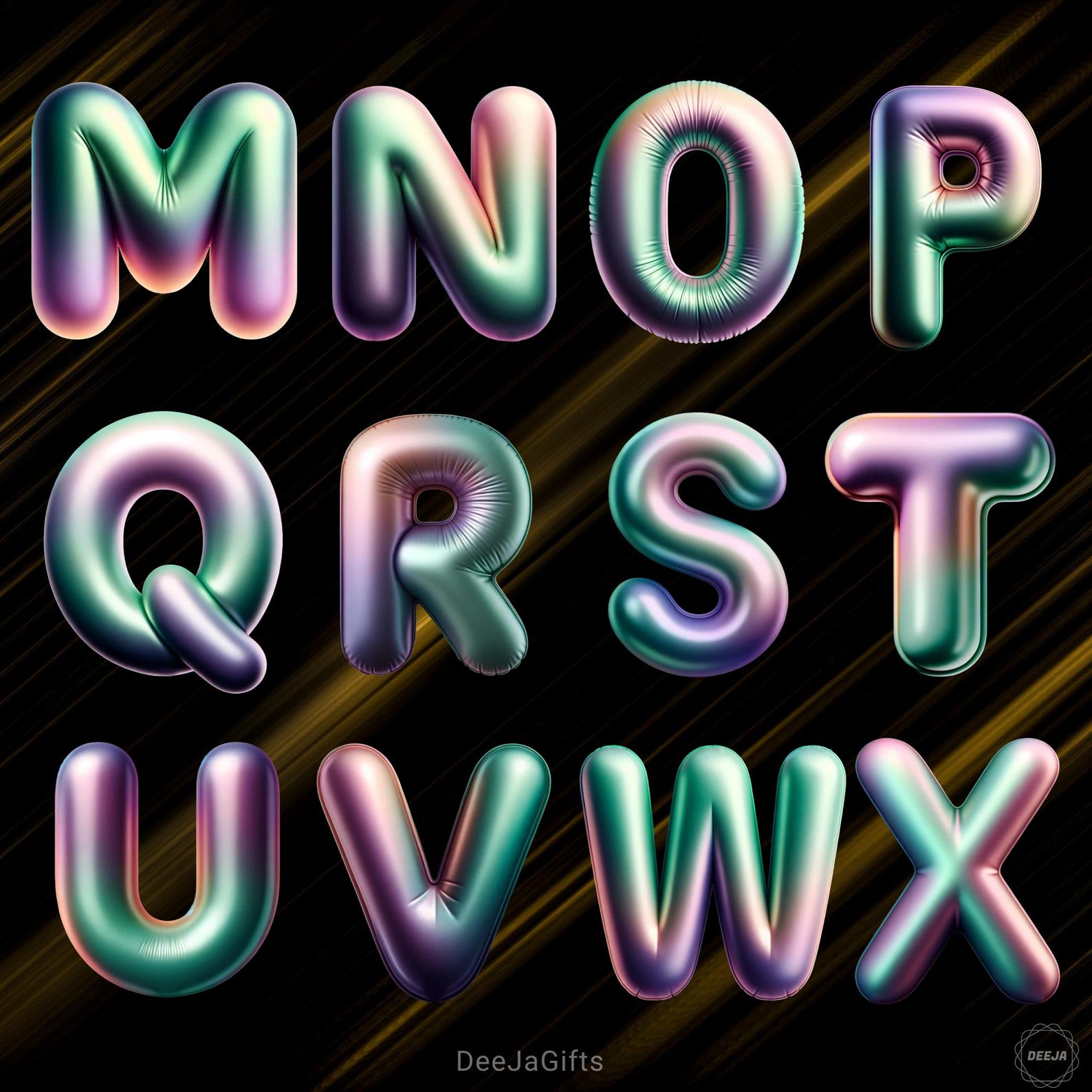 Pastel Foil Balloon Alphabet Clipart: Pear & Mauve (digital Download ...