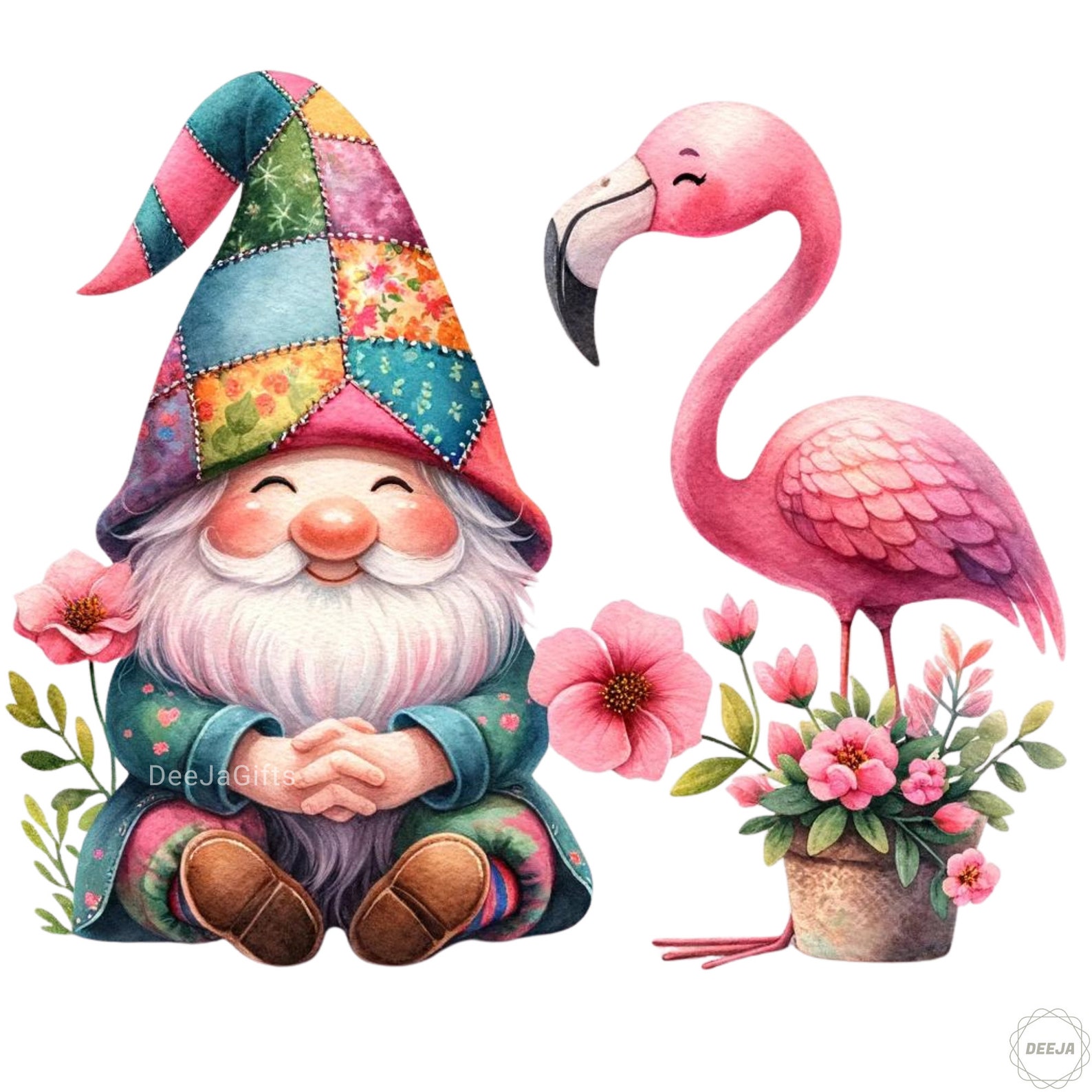 Flamingo Gnome Clipart: Tropical PNG Files (digital Download) - Etsy