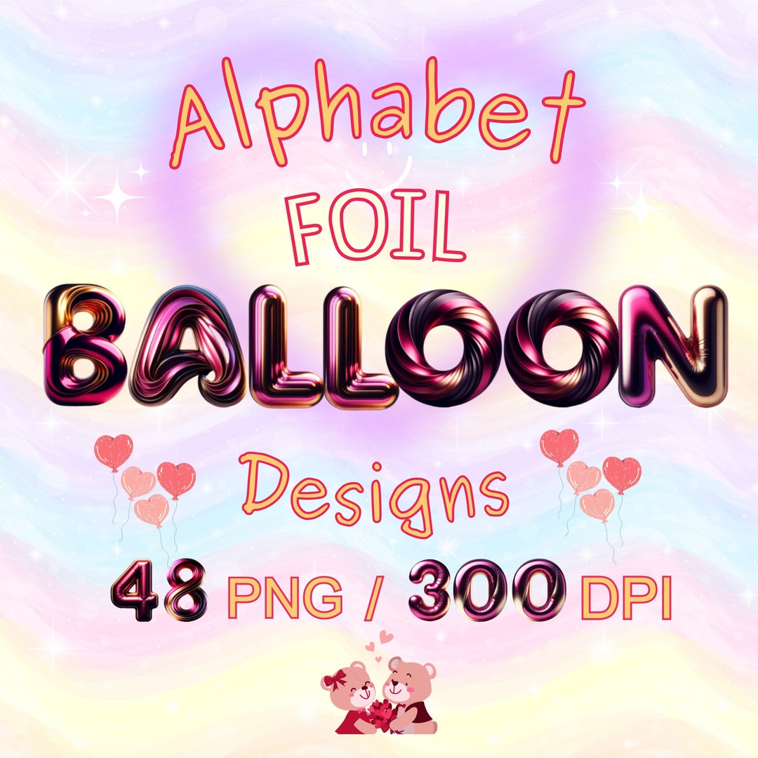 Gold Foil Balloon Alphabet Clipart, Digital Download, Clipart PNG ...