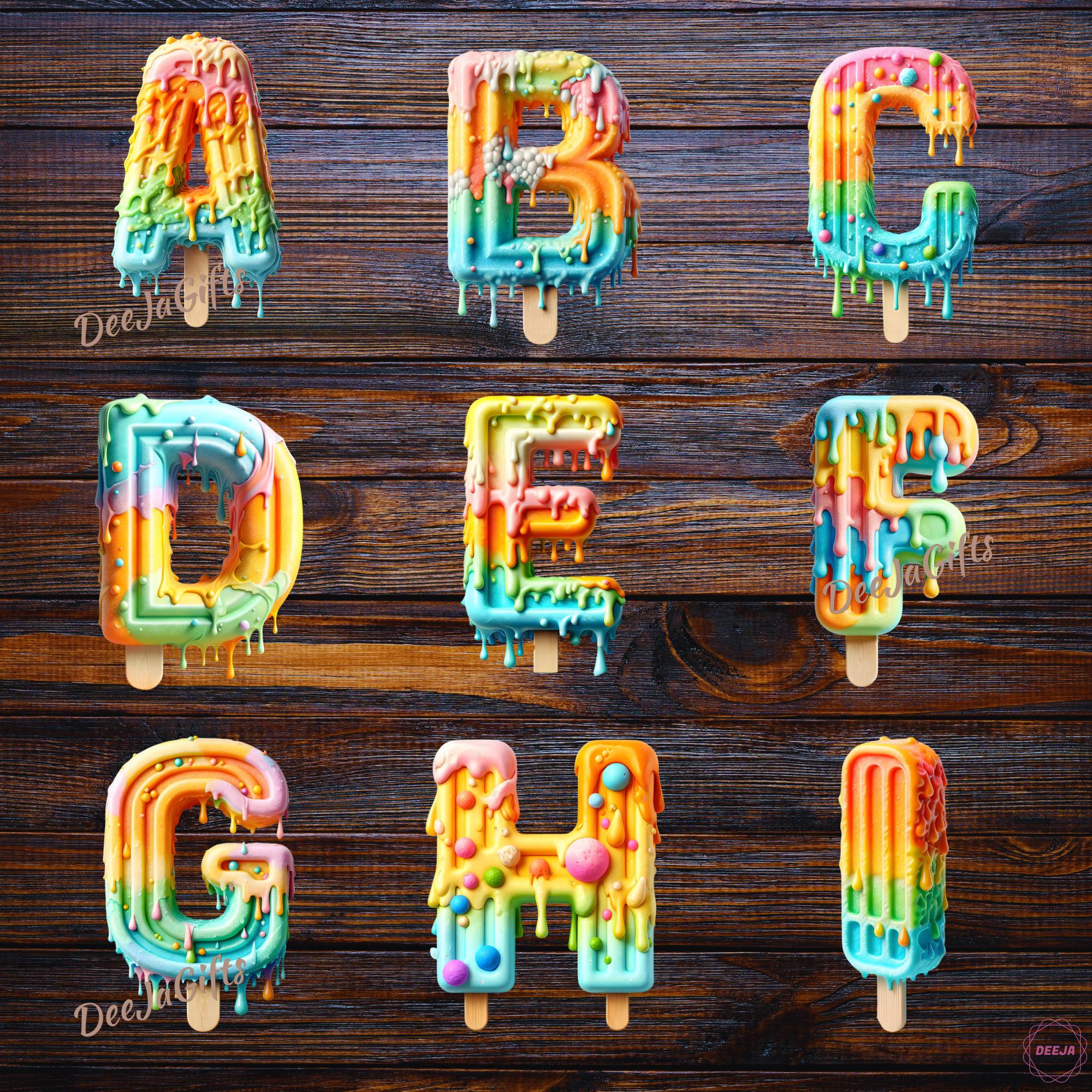 Popsicle Alphabet PNG: Summer Letters Clipart (digital Download) - Etsy