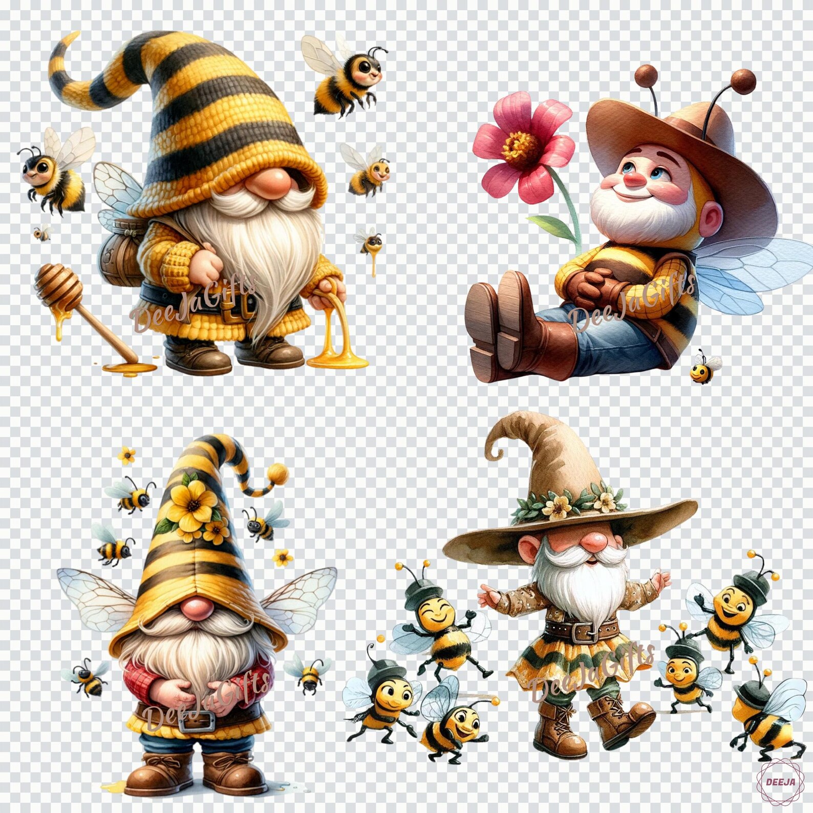Bee Gnome Clipart: Watercolor Gnomes PNG (digital Download) - Etsy