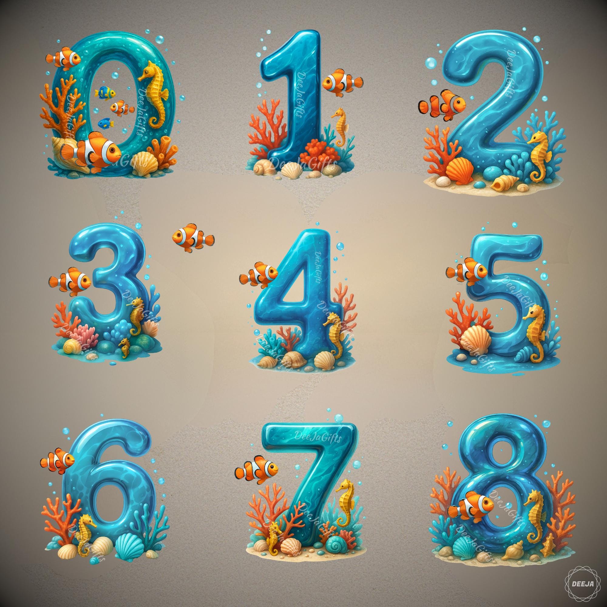 Underwater Ocean Alphabet PNG L 45 Sea-themed Letters, Numbers ...