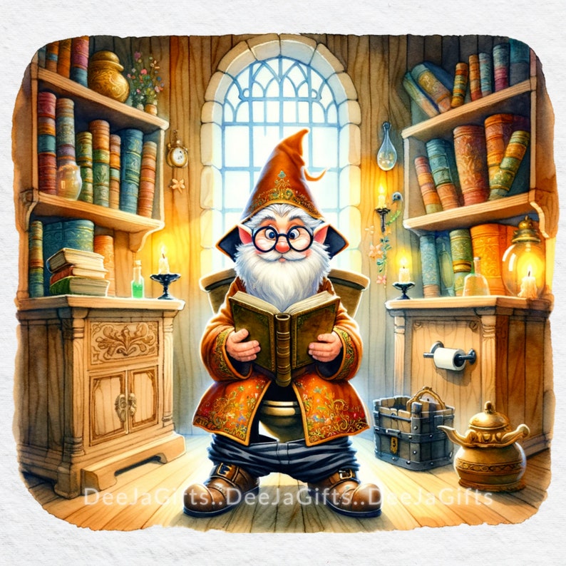 Whimsical Gnome Toilet Clipart PNG Cute Bathroom Gnomes Digital Art for ...