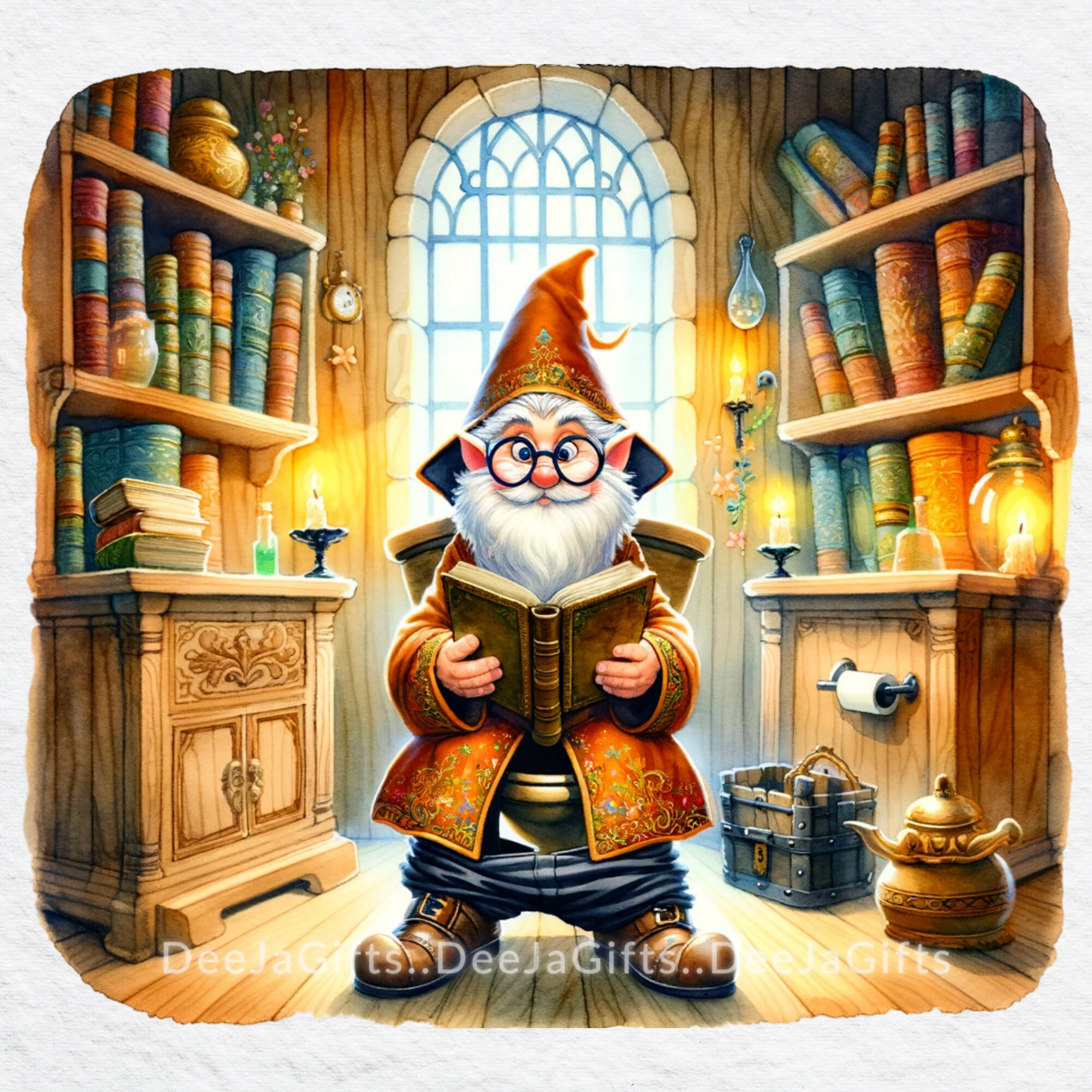 Whimsical Gnome Toilet Clipart PNG Cute Bathroom Gnomes Digital Art for ...