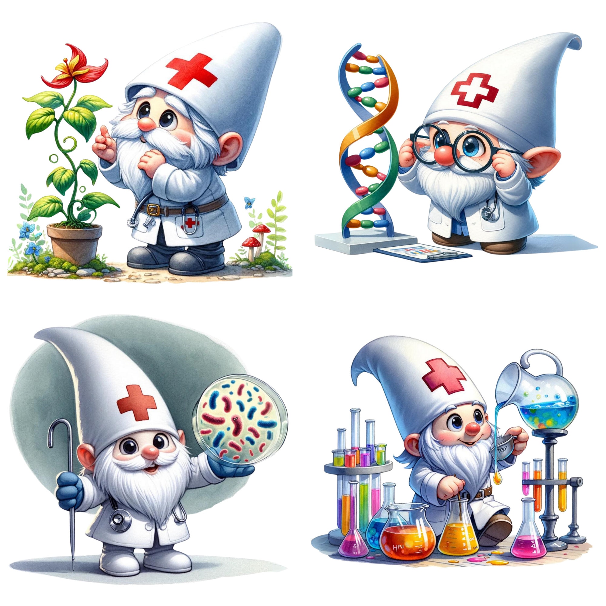 Watercolor Doctor Gnomes Clipart 30 Quality, Healthcare Art, Doctor ...