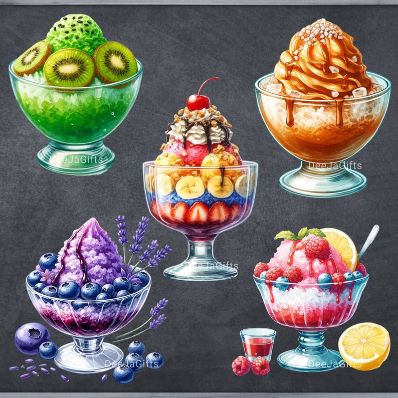 Shaved Ice Clipart: Summer Dessert PNG Files (3000x3000 Px) (digital ...