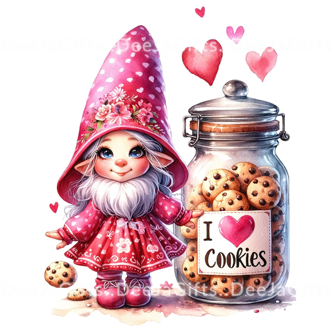 Gnome Cookie Jar Clipart 10PNG Watercolor, Gnome Cookie, Sweet Clipart ...