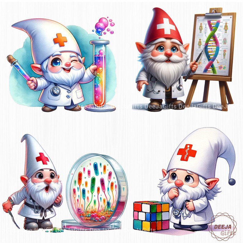 Watercolor Doctor Gnomes Clipart 30 Quality, Healthcare Art, Doctor ...