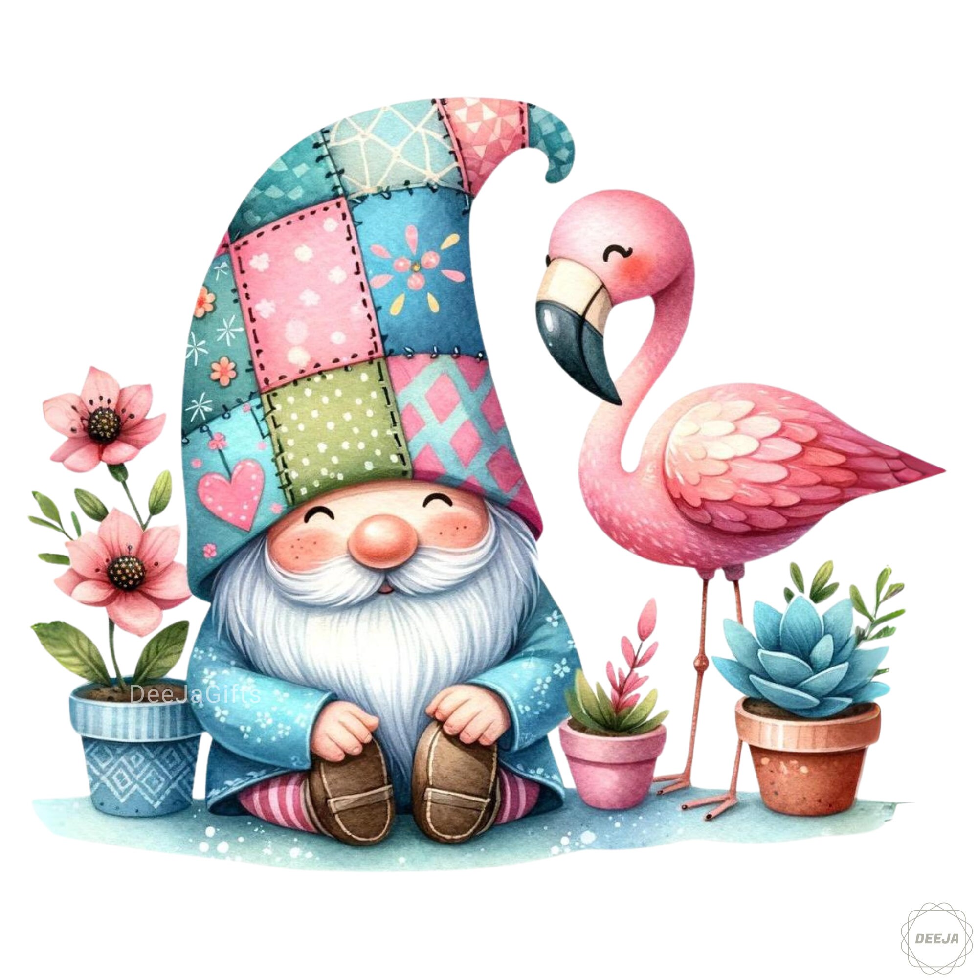 Flamingo Gnome Clipart: Tropical PNG Files (digital Download) - Etsy