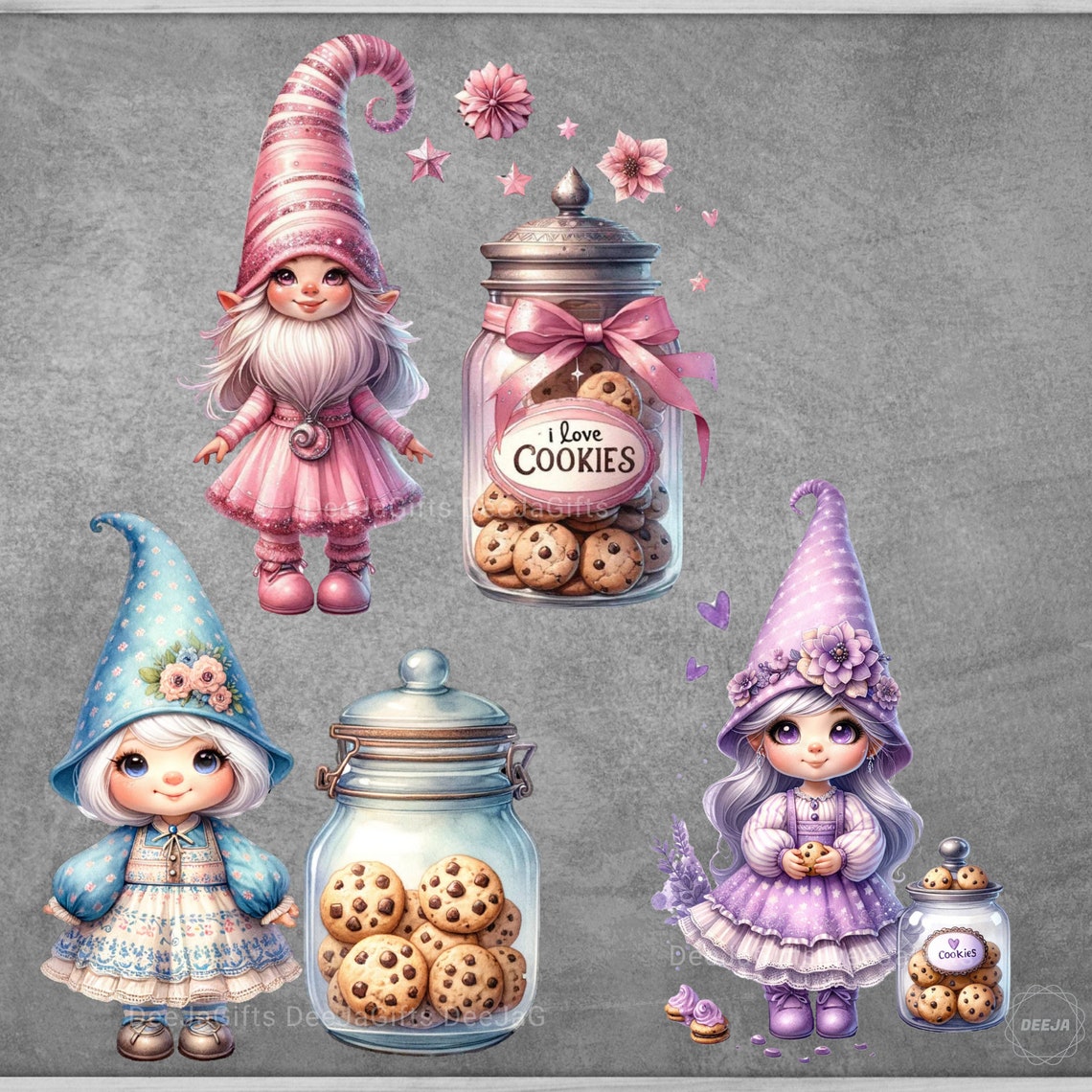 Gnome Cookie Jar Clipart 24PNG Watercolor, Gnome Cookie, Sweet Clipart ...
