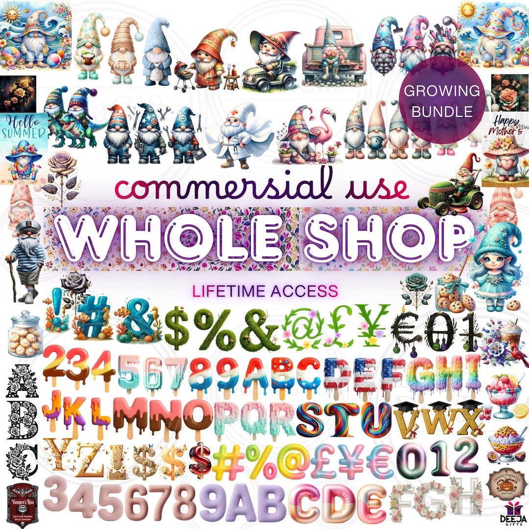 Whole Shop Clipart Bundle, Alphabet SVG PNG, Digital Papers, Commercial ...