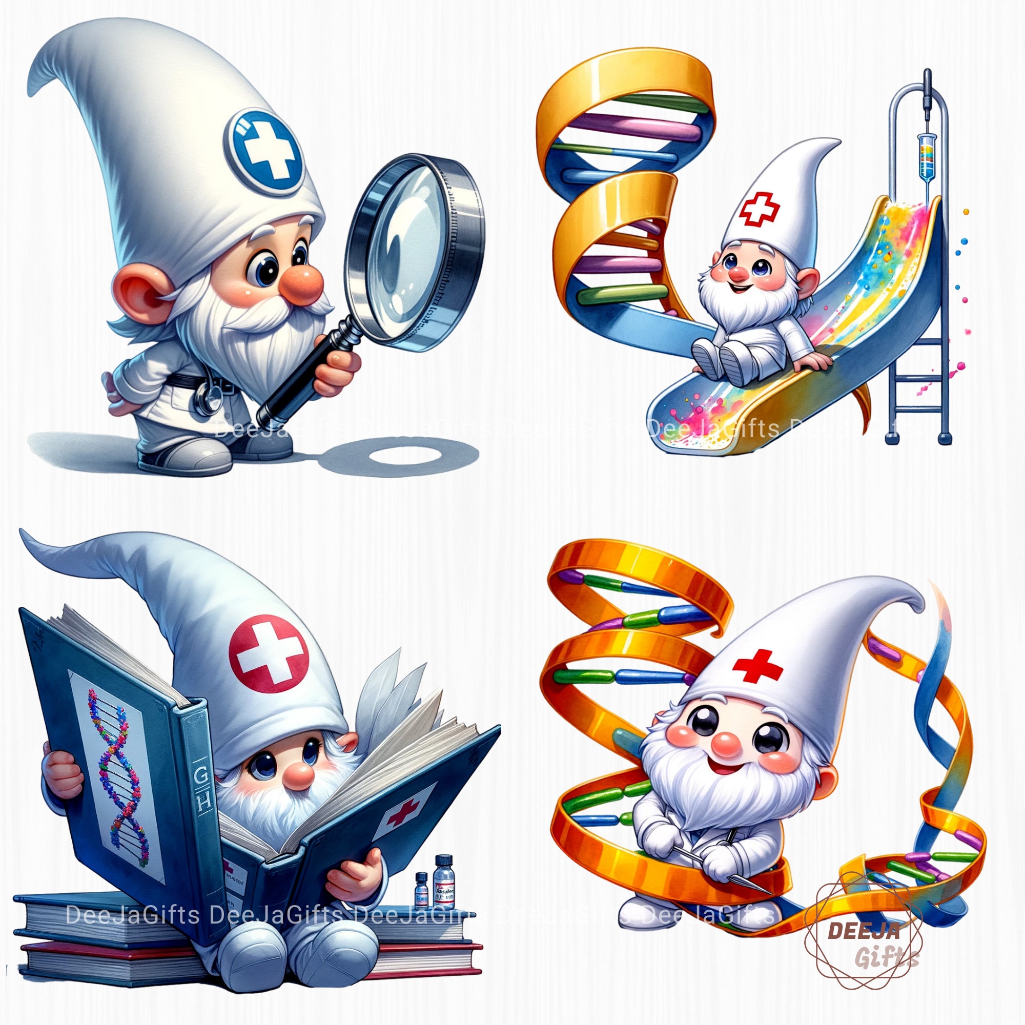 Watercolor Doctor Gnomes Clipart 30 Quality, Healthcare Art, Doctor ...