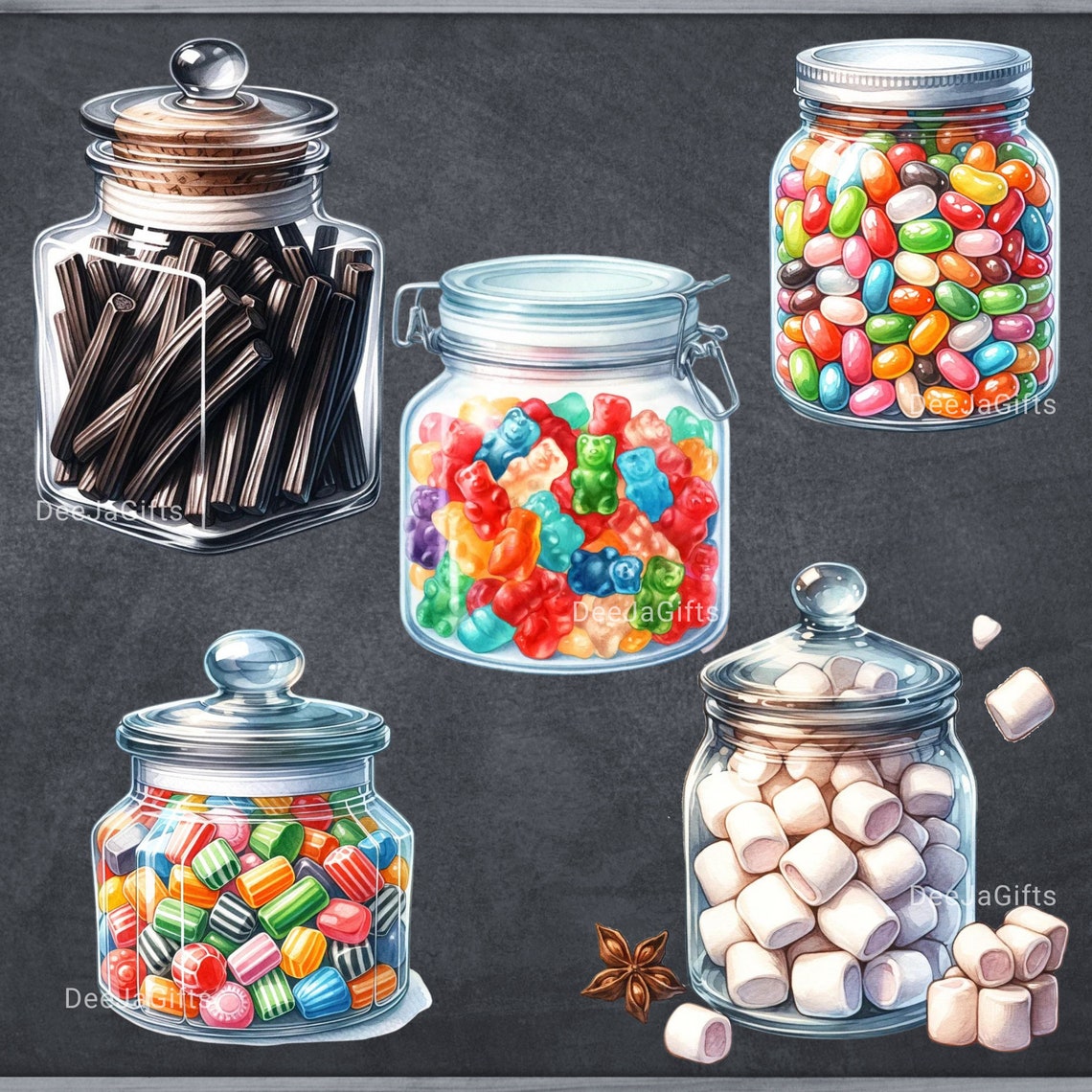 Watercolor Cookie Jar Clip Art - Candy Jar & Cookie Jar Cute - PNG ...