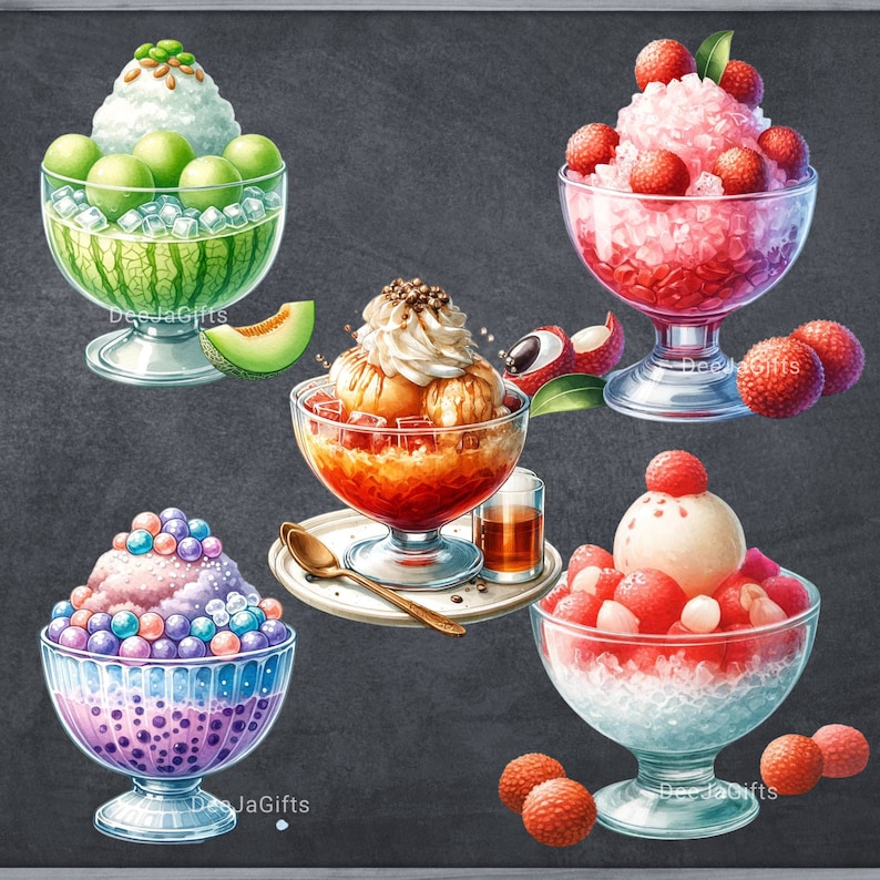 Shaved Ice Clipart: Summer Dessert PNG Files (3000x3000 Px) (digital ...