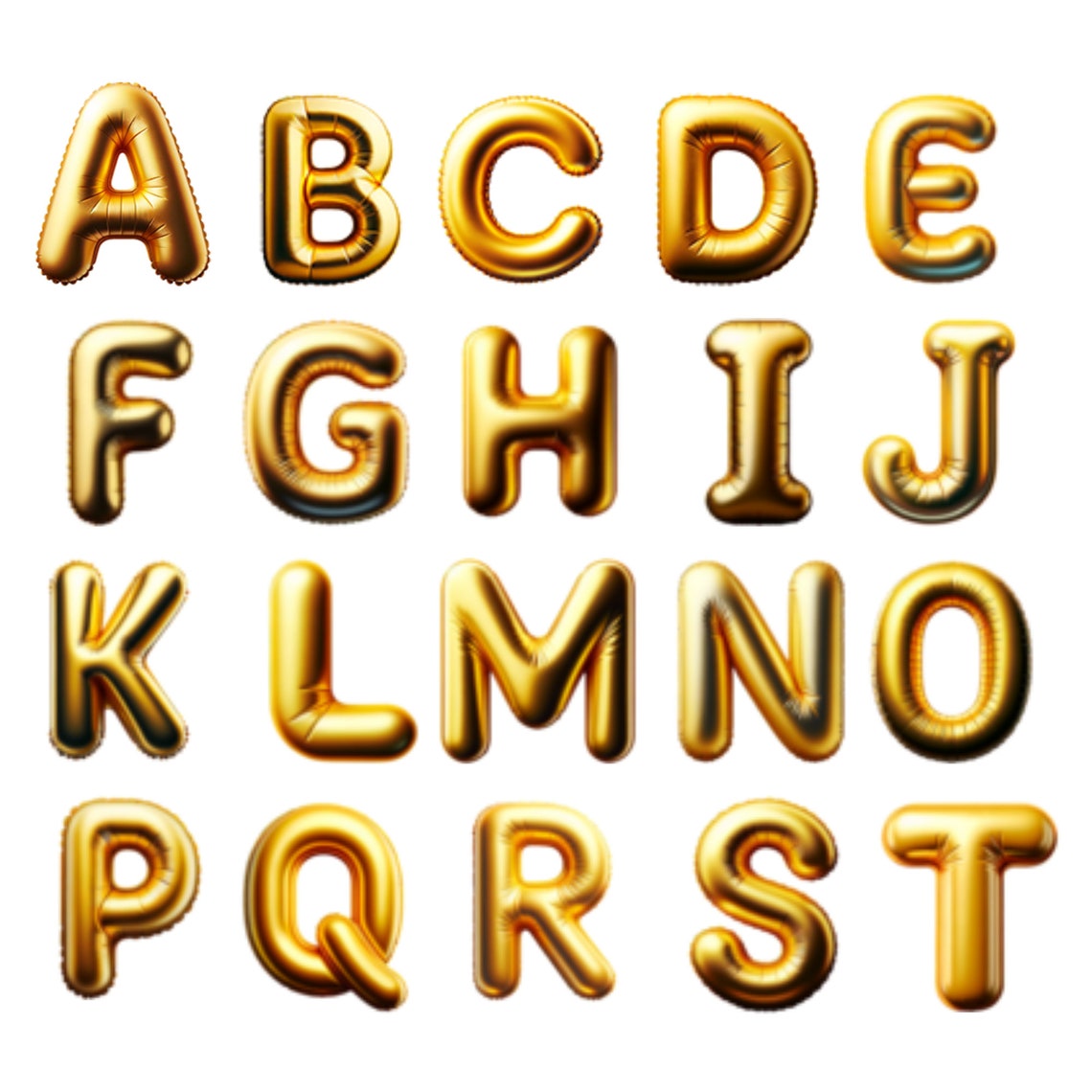 Gold Foil Balloon Alphabet Clipart, Digital Download, Clipart PNG ...