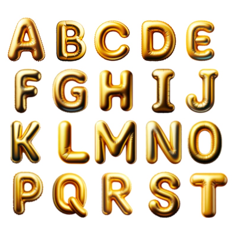 Gold Foil Balloon Alphabet Clipart, Digital Download, Clipart PNG ...