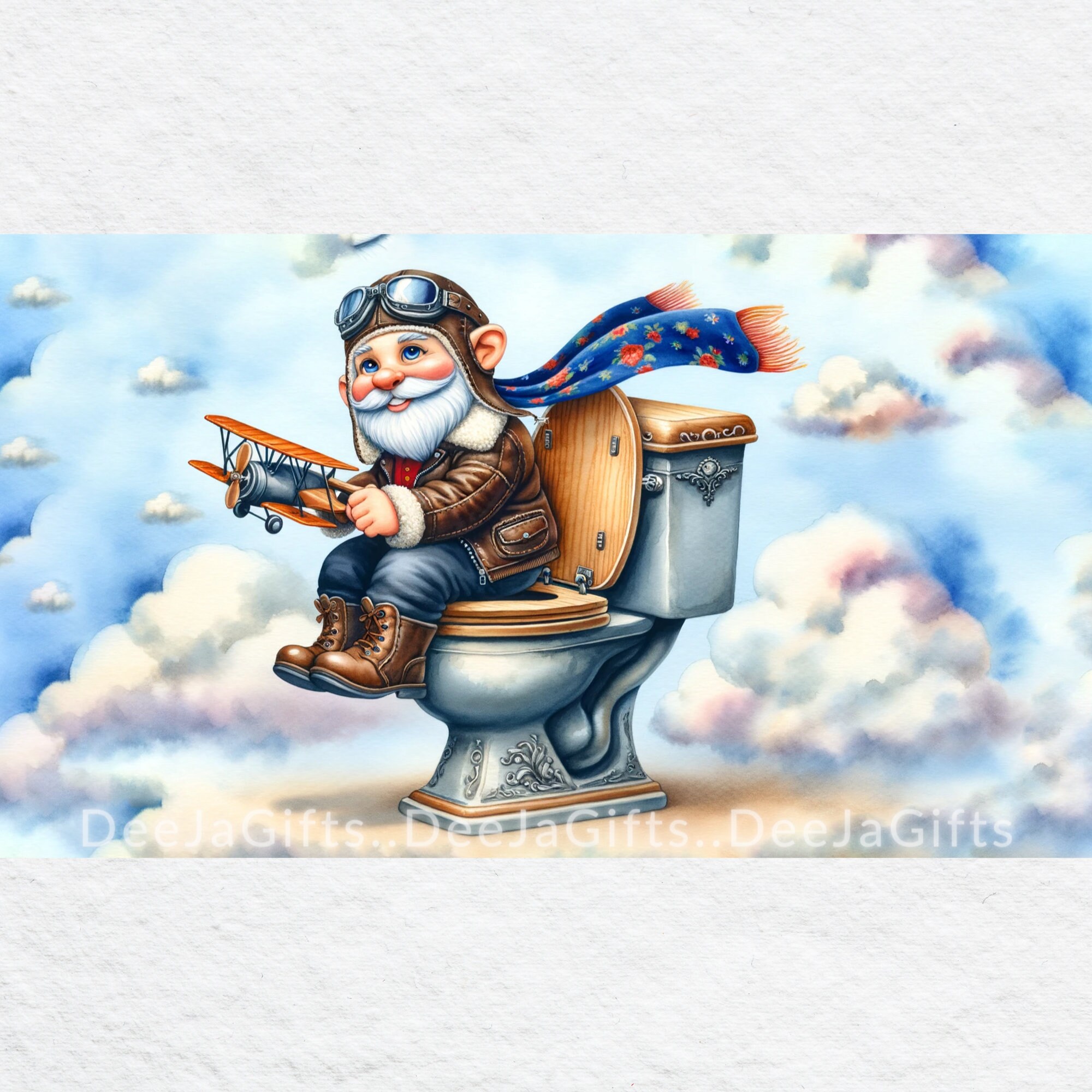 Whimsical Gnome Toilet Clipart PNG Cute Bathroom Gnomes Digital Art for ...