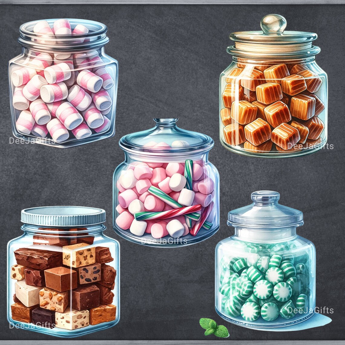 Watercolor Cookie Jar Clip Art - Candy Jar & Cookie Jar Cute - PNG ...