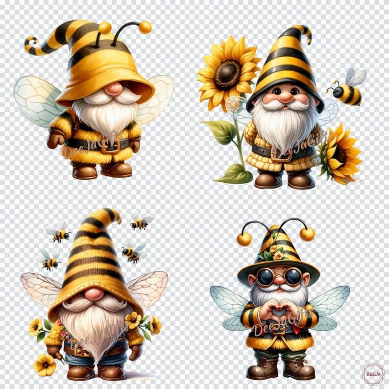 Bee Gnome Clipart: Watercolor Gnomes PNG (digital Download) - Etsy