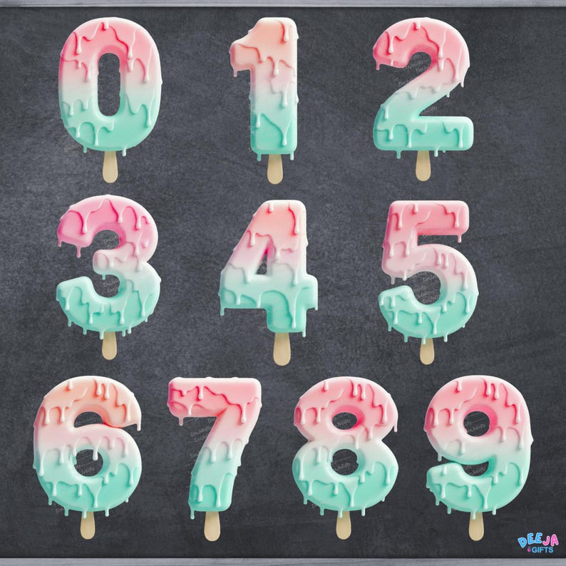 Popsicle Ice Cream Alphabet PNG | Strawberry Mint Dripping Font | Sweet ...