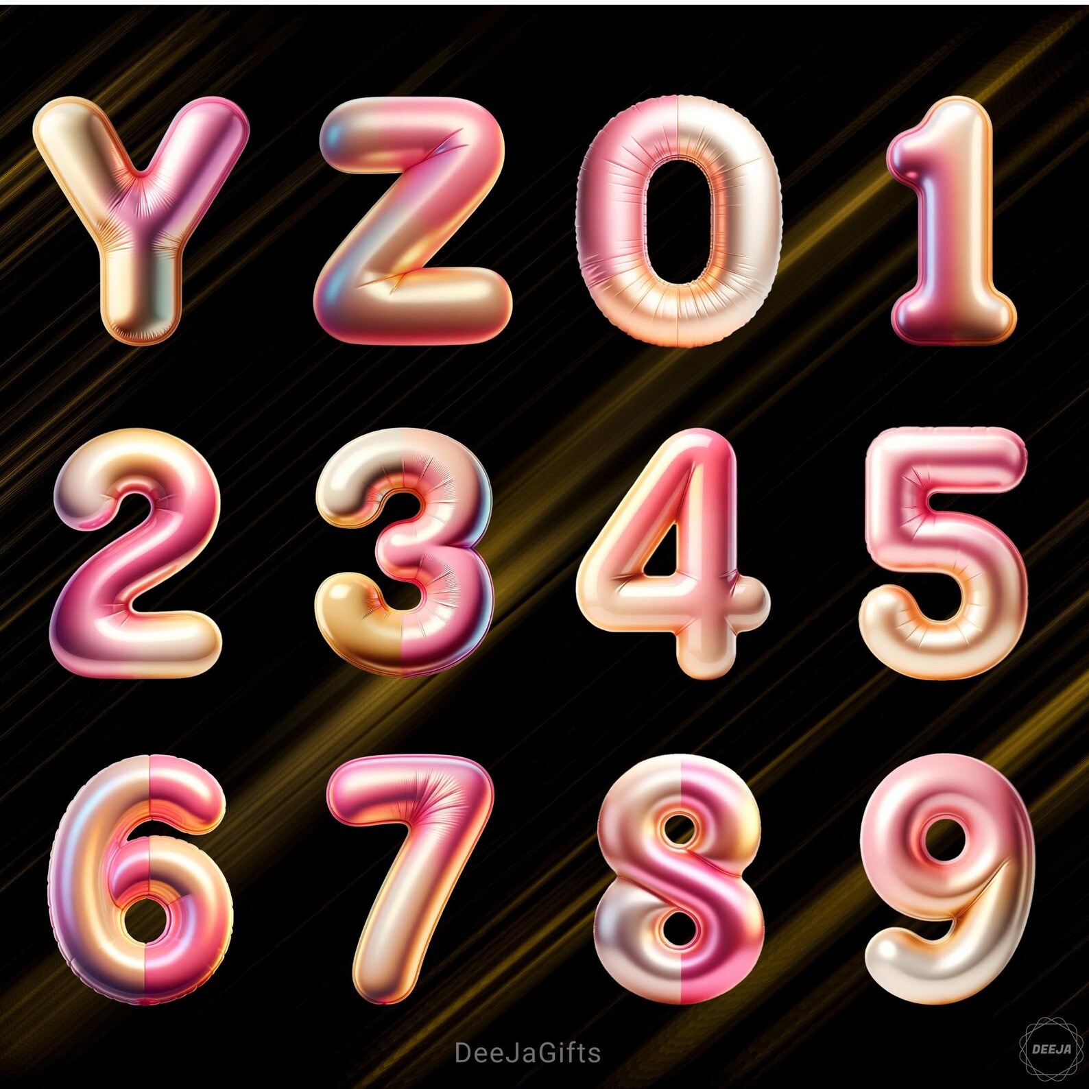 Pastel Foil Balloon Alphabet Digital Download, Clipart PNG, Balloon ...