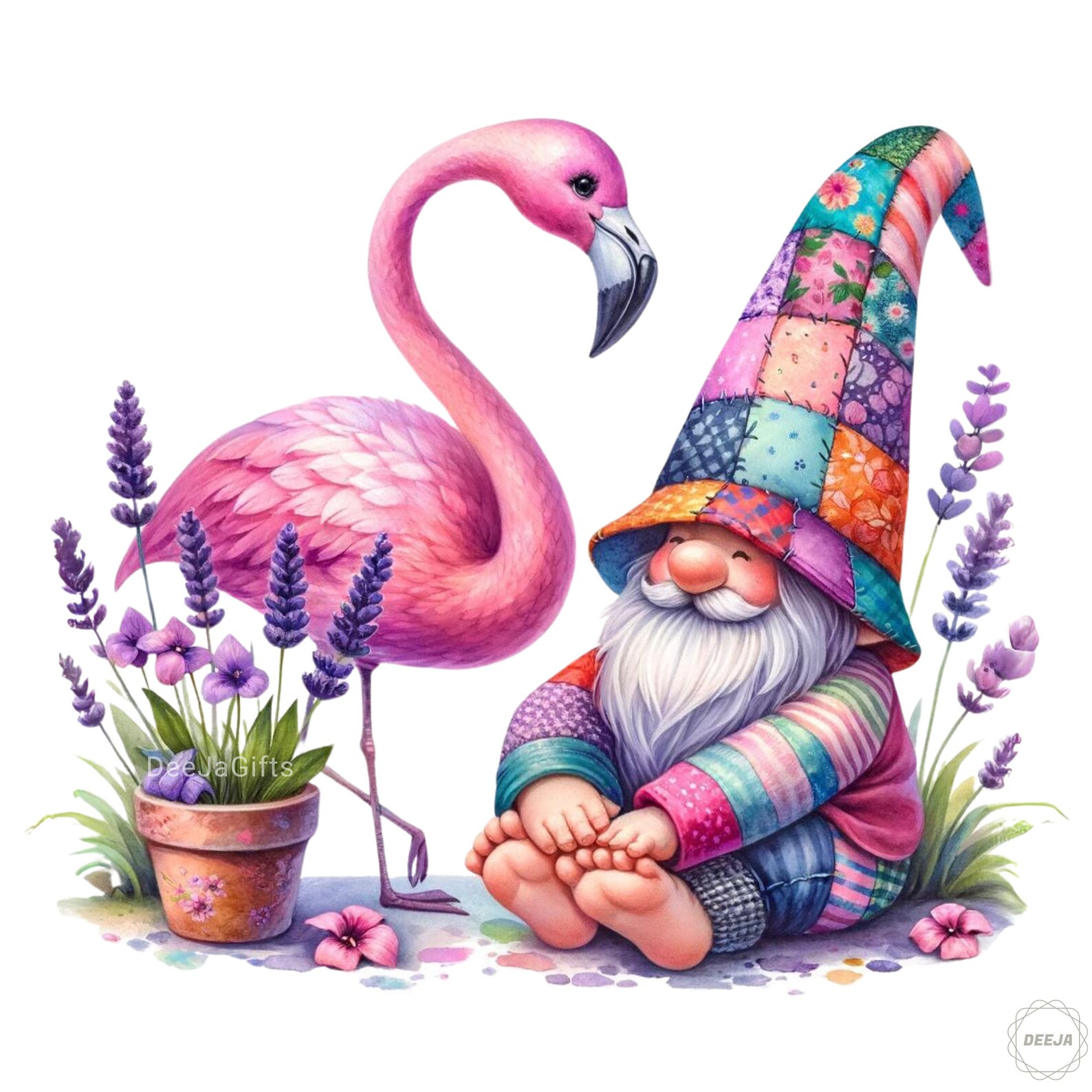 Gnome Flamingo, Tropical Flamingo Clipart - 22 Digital PNG Files, Gnome ...