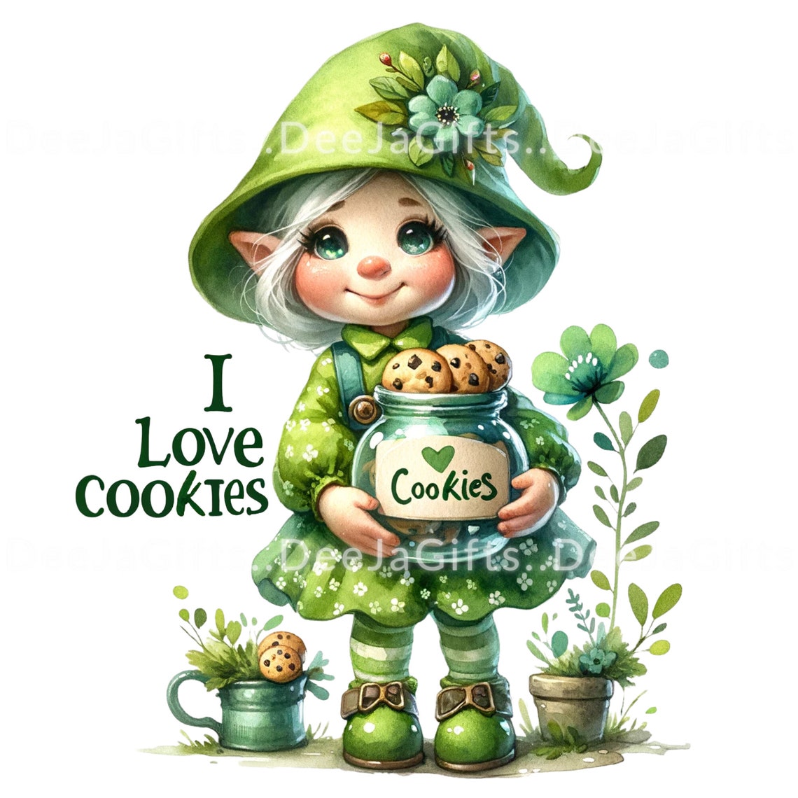 Gnome Cookie Jar Clipart 10PNG Watercolor, Gnome Cookie, Sweet Clipart ...