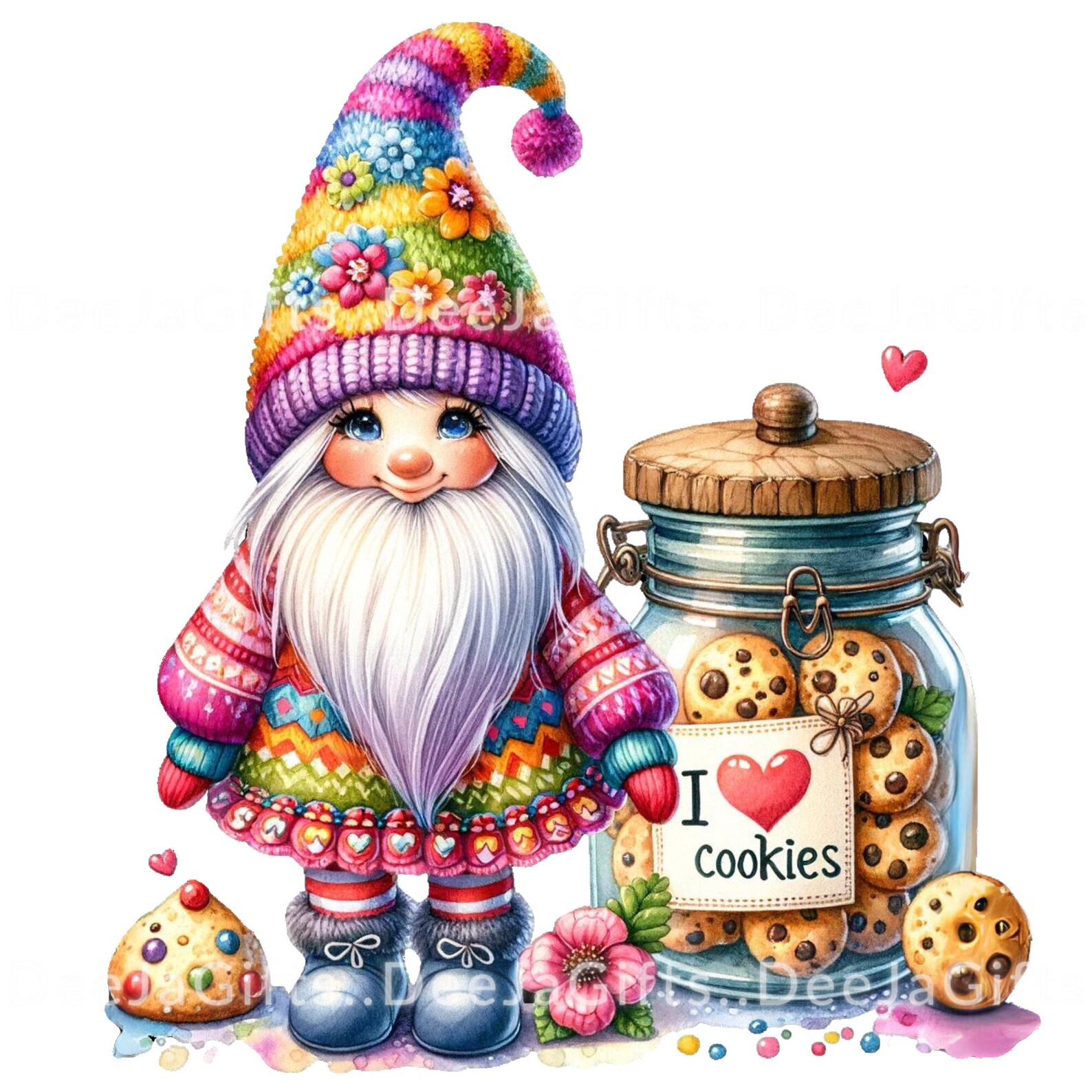 Gnome Cookie Jar Clipart 10PNG Watercolor, Gnome Cookie, Sweet Clipart ...