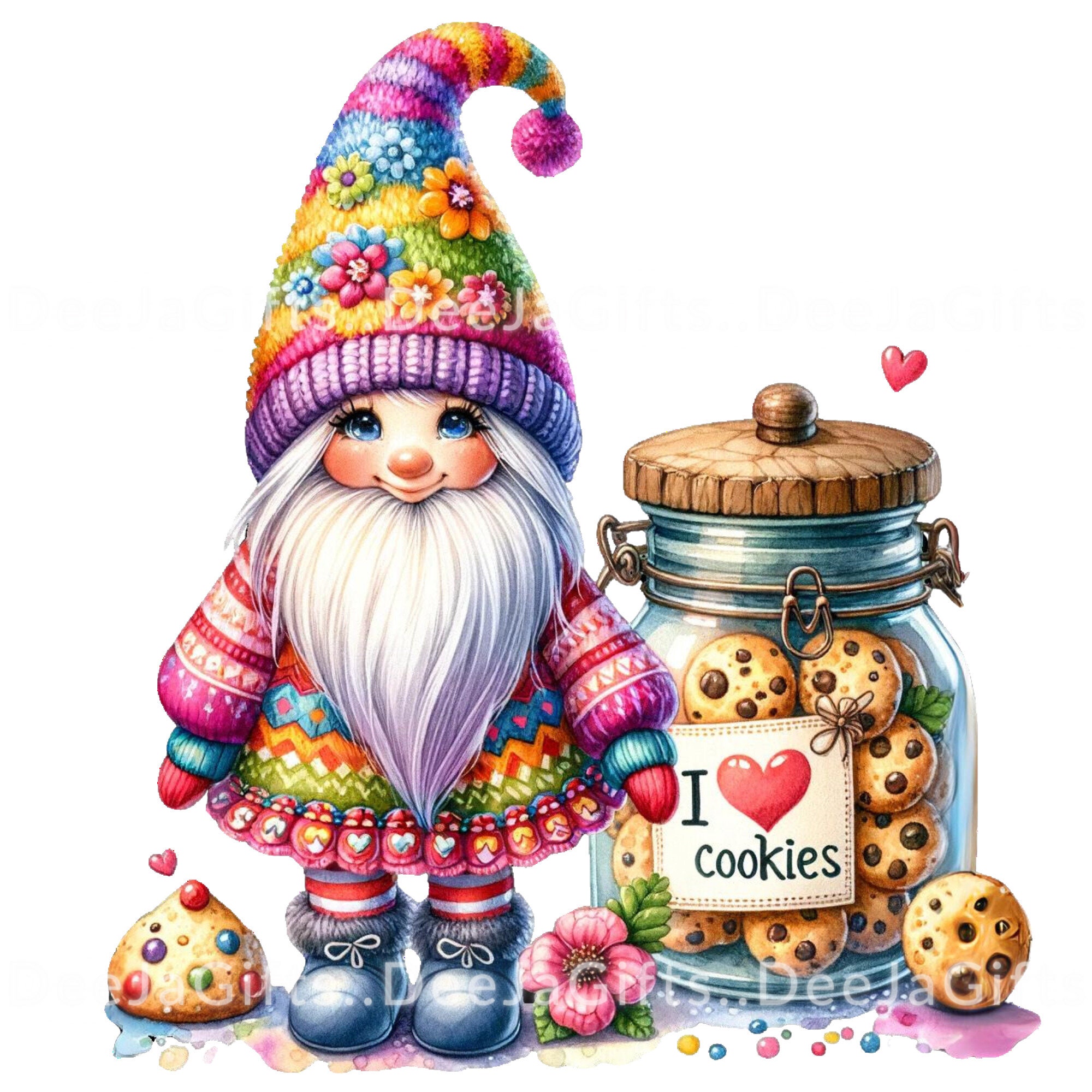 Gnome Cookie Jar Clipart 10PNG Watercolor, Gnome Cookie, Sweet Clipart ...