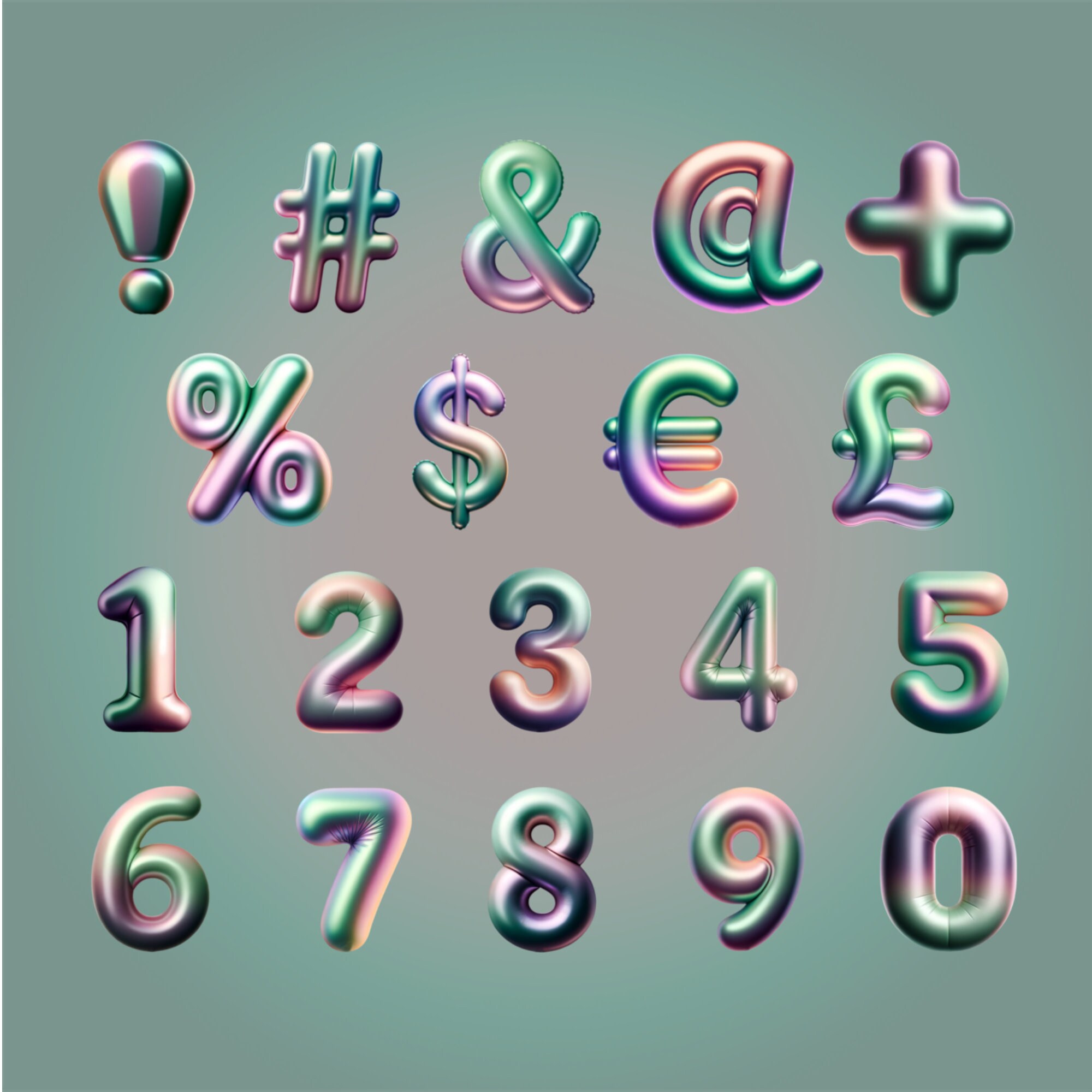 Pastel Foil Balloon Alphabet Digital Download, Clipart PNG, Balloon ...