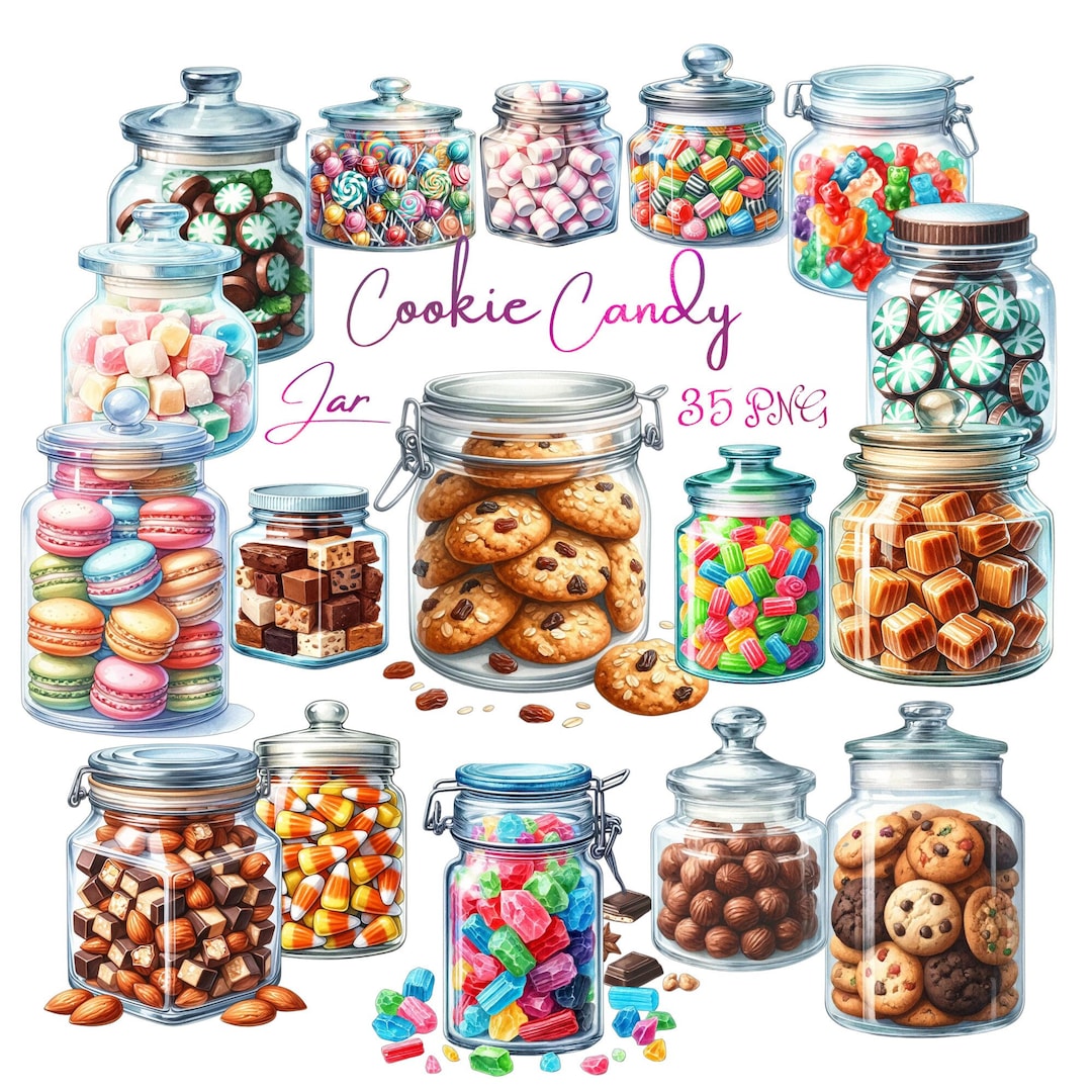 Watercolor Cookie Jar Clip Art - Candy Jar & Cookie Jar Cute - PNG ...