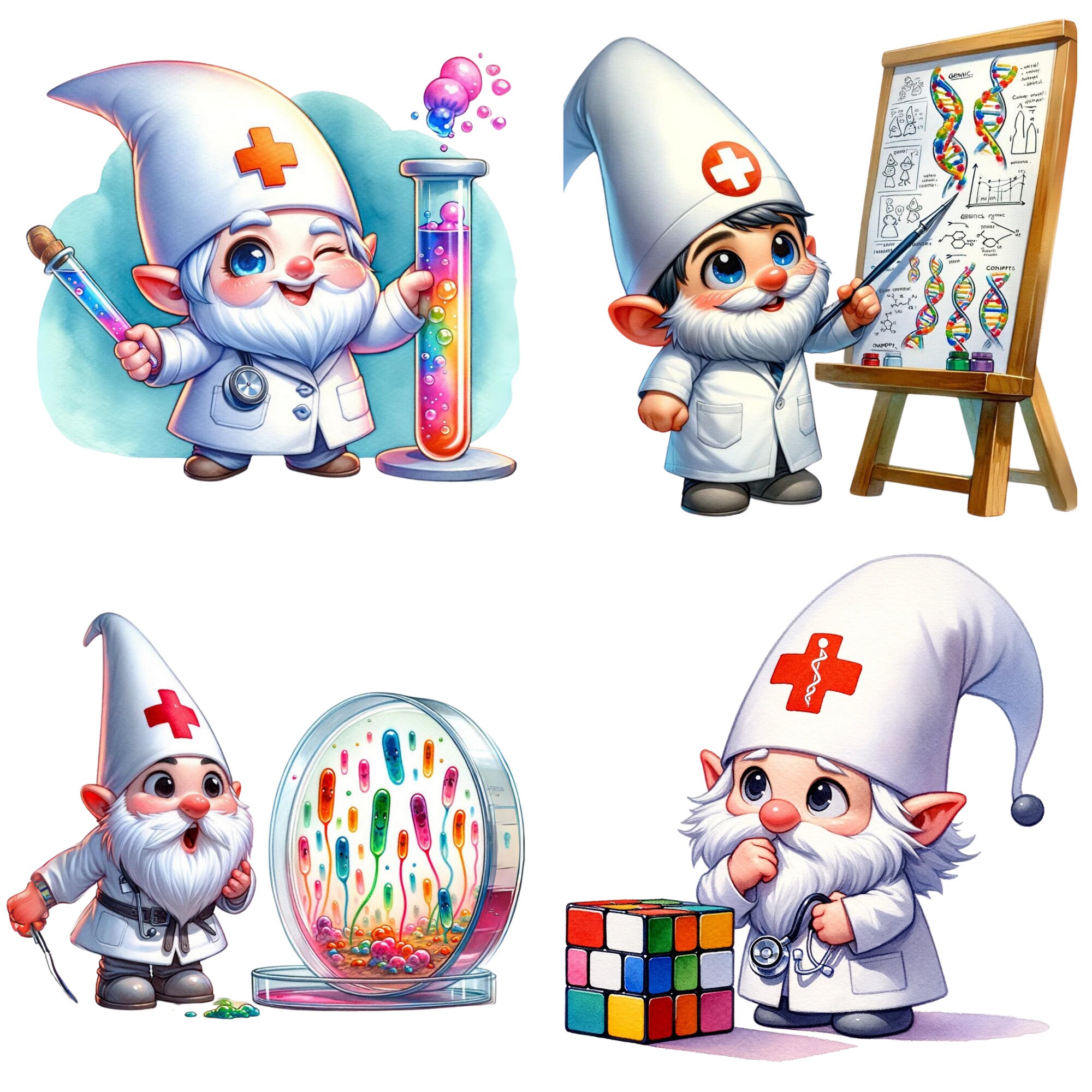 Watercolor Doctor Gnomes Clipart 30 Quality, Healthcare Art, Doctor ...