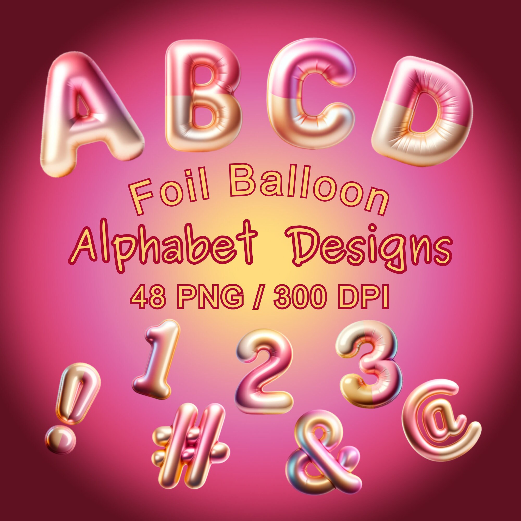 Gold Foil Balloon Alphabet Clipart, Digital Download, Clipart PNG ...