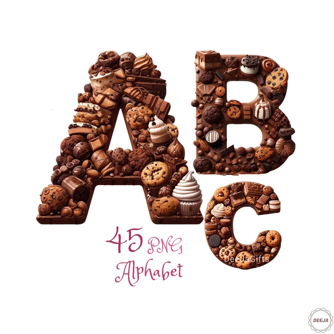 Chocolate Font Png - 3900px, Full Set of Alphabet Numbers Clipart PNG ...
