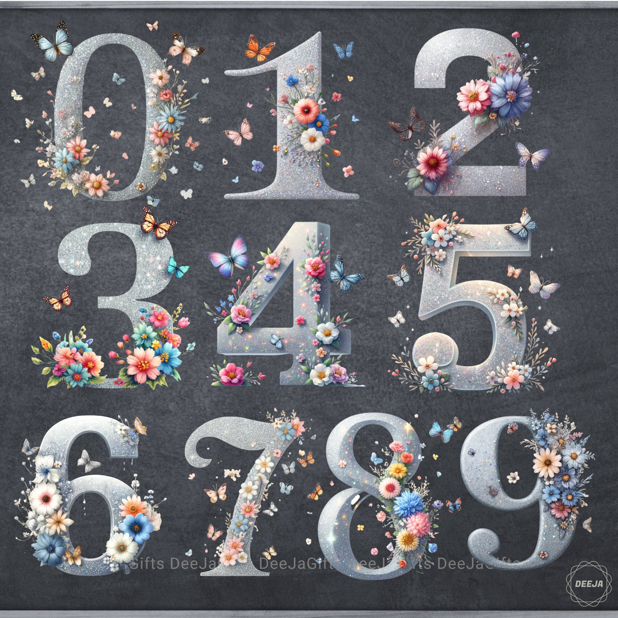 Elegant Floral Alphabet Clipart PNG Decorated With Blooming Flowers ...