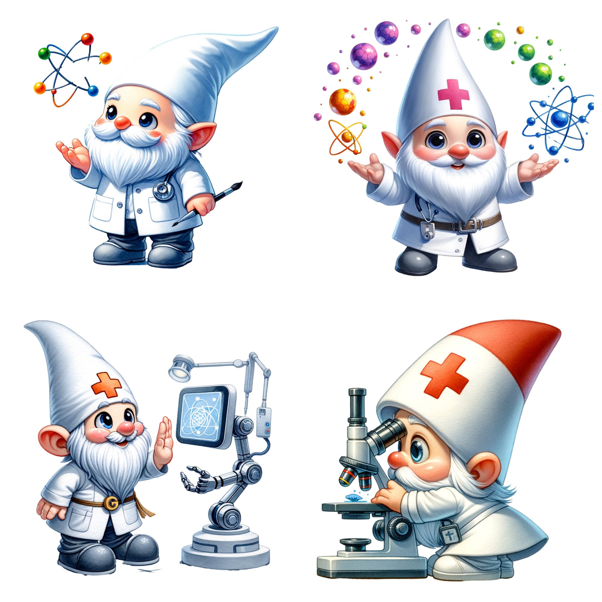 Watercolor Doctor Gnomes Clipart 30 Quality, Healthcare Art, Doctor ...